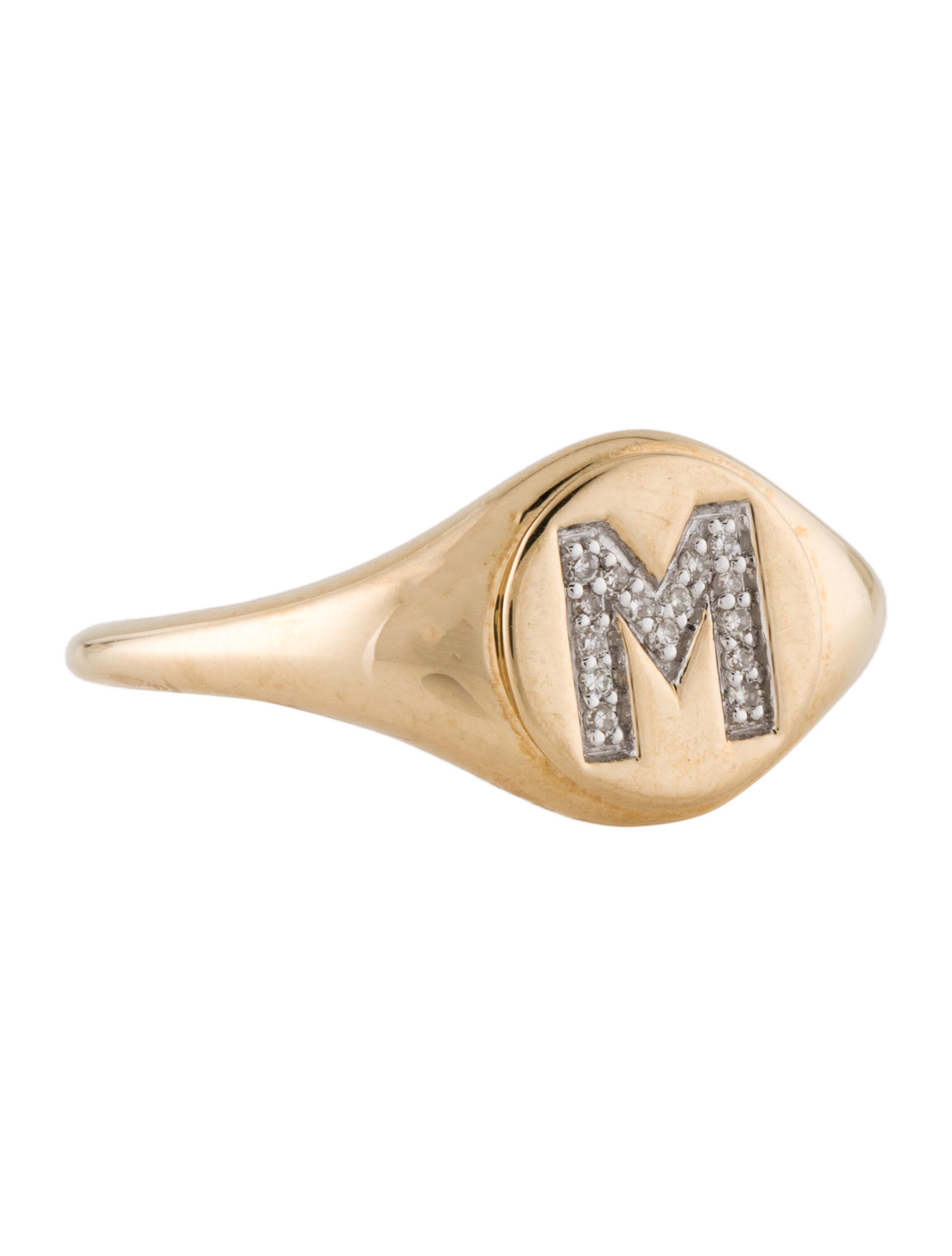Ring 14K Letter 'M' Signet Ring - 14K Yellow Gold Signet Ring, Rings ...