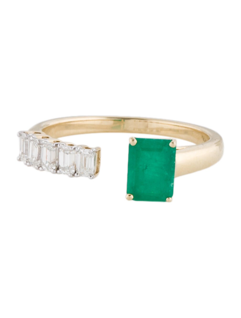 Ring 18K 1.85ctw Emerald & Diamond Cocktail Ring - 18K Yellow Gold ...
