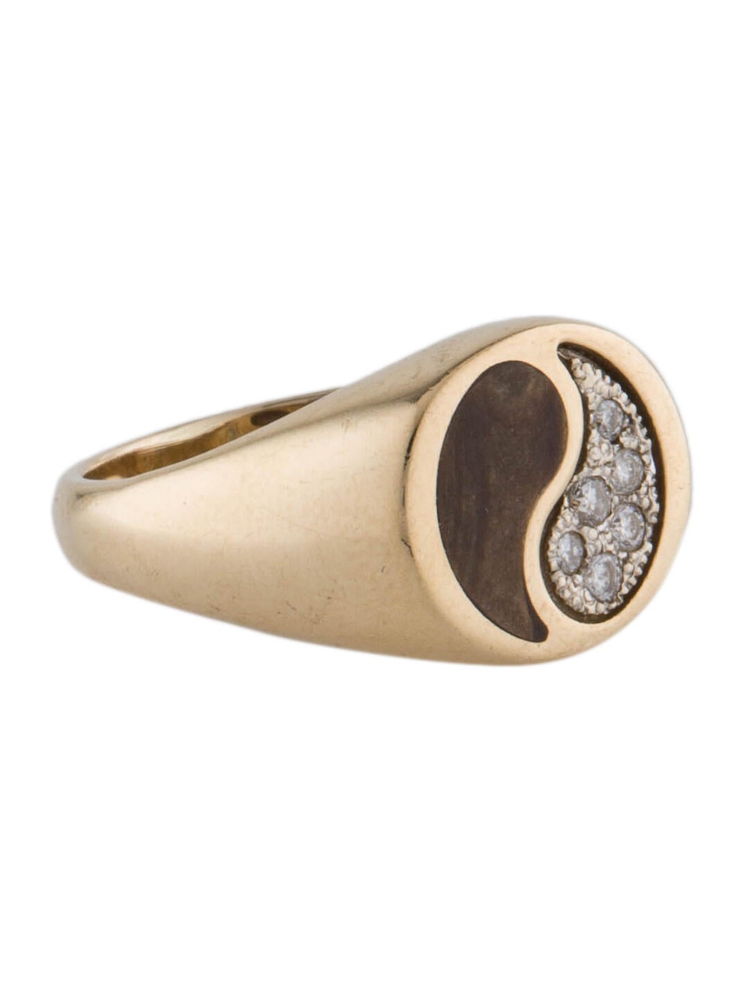 Ring 14K Diamond & Coral Yin & Yang Signet Ring - 14K Yellow Gold ...