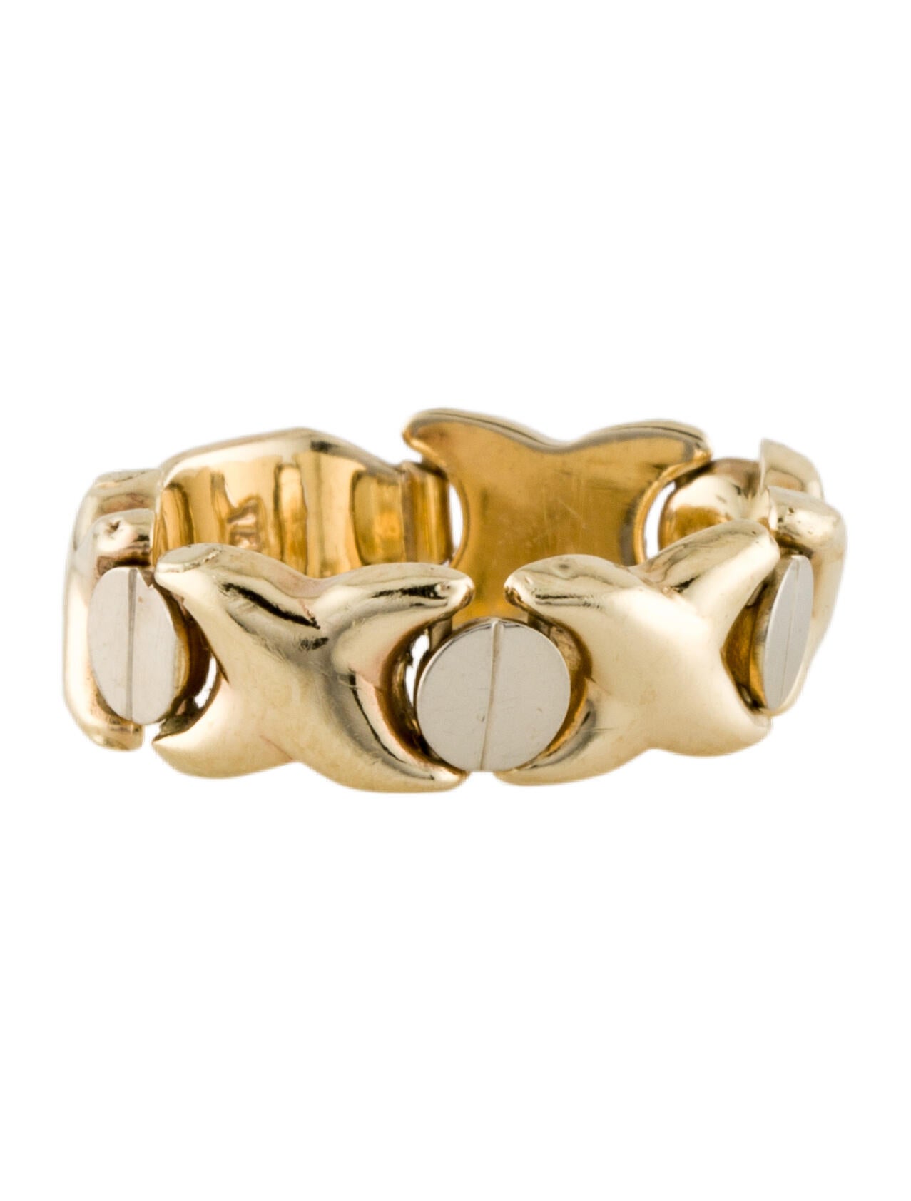 Ring 14K Two -Tone Link Band Ring - 14K Yellow Gold Band, Rings ...