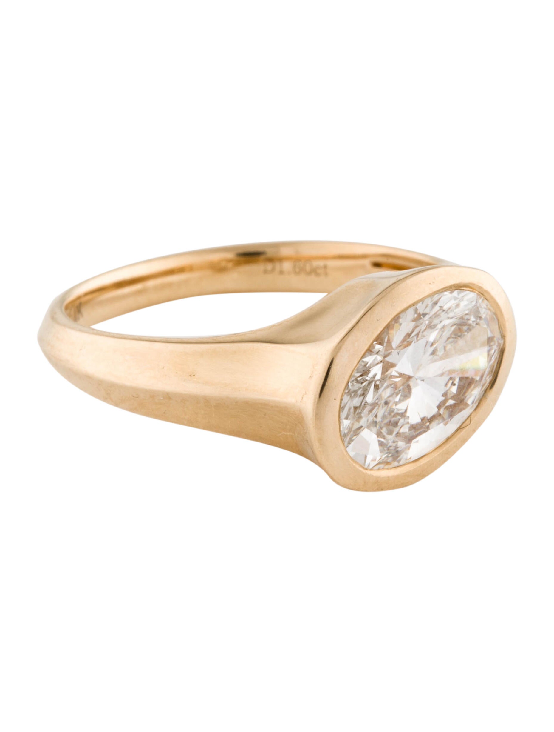 Ring 14K 1.60ct Lab-Grown Diamond Signet - 14K Yellow Gold Signet Ring ...