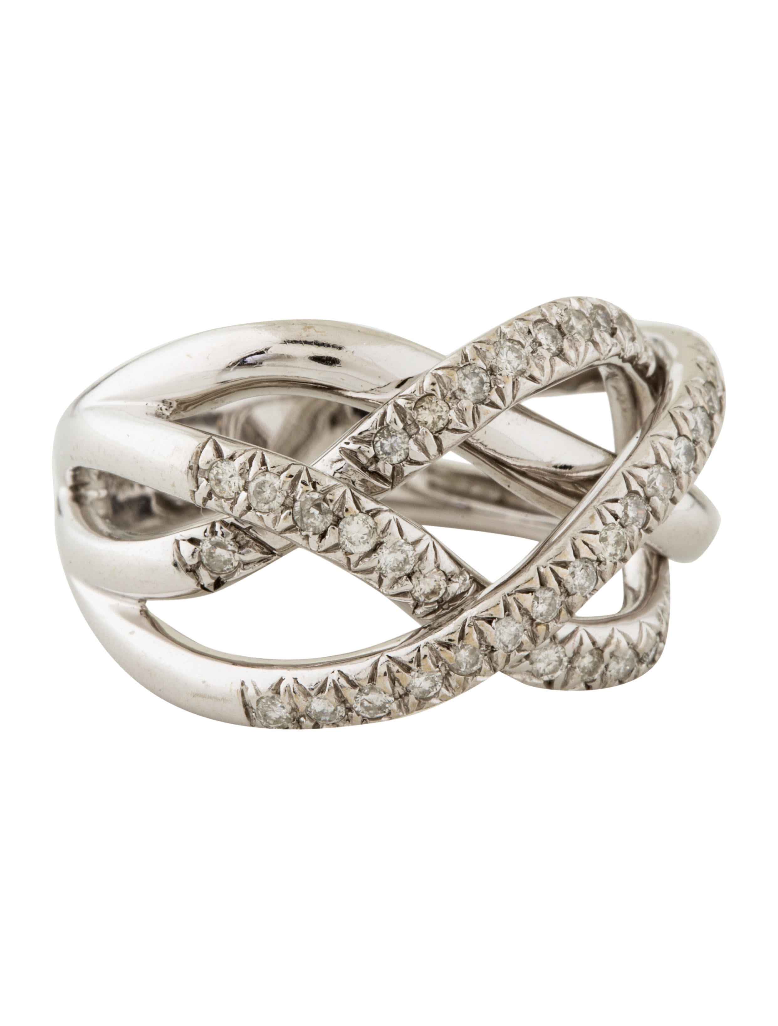 Ring 14K Diamond Criss Cross Band - 14K White Gold Band, Rings ...