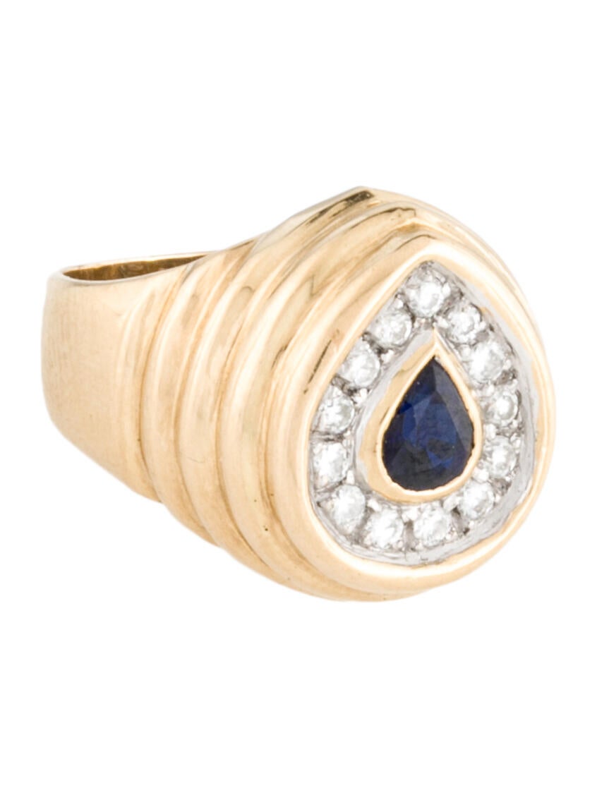 Ring 18K Sapphire & Diamond Halo Signet Ring - Signet Ring, Rings ...