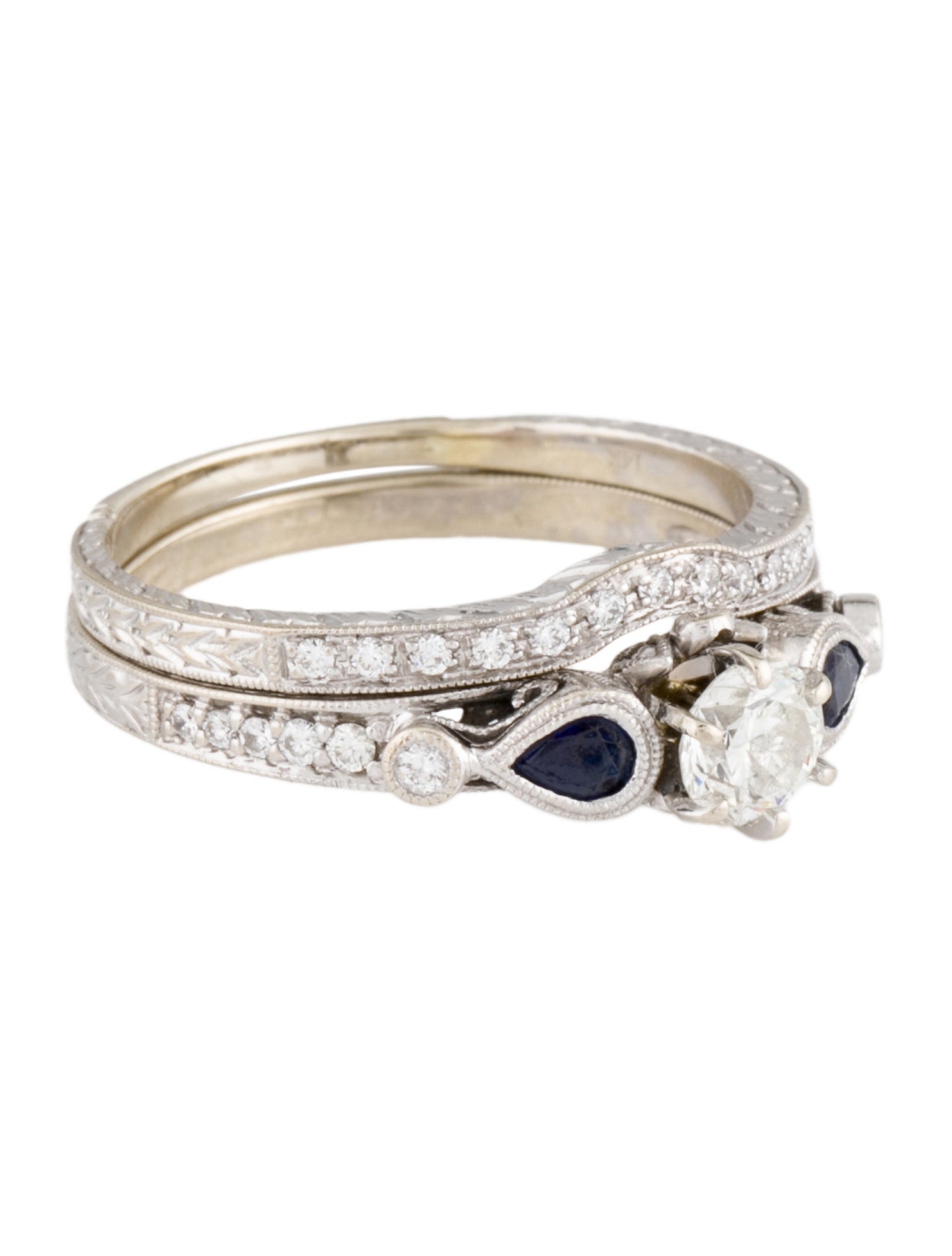 Ring 14K Diamond & Sapphire Wedding Set - Wedding Set, Rings ...
