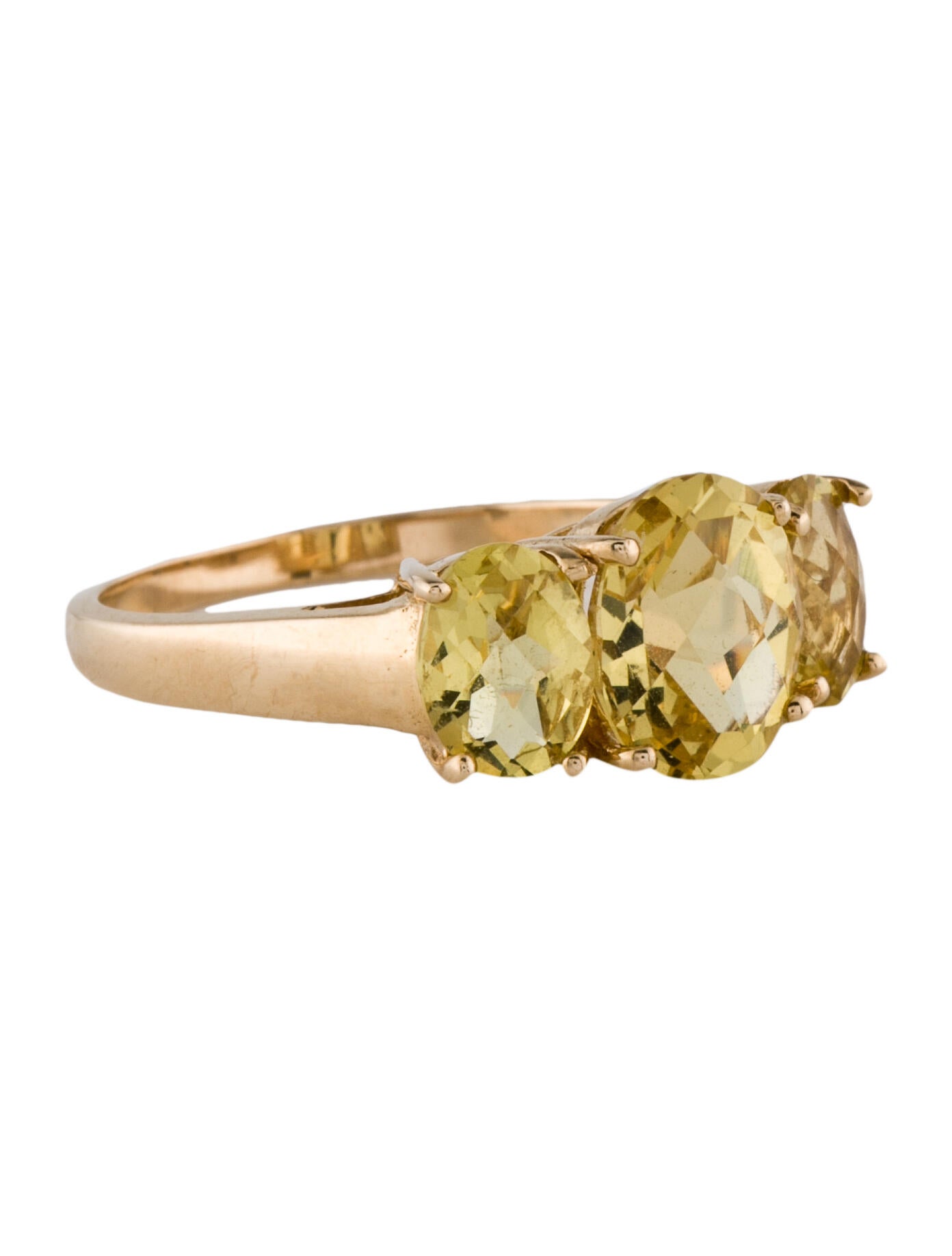 Ring 14K Heliodor Three-Stone Ring - 14K Yellow Gold Cocktail Ring ...