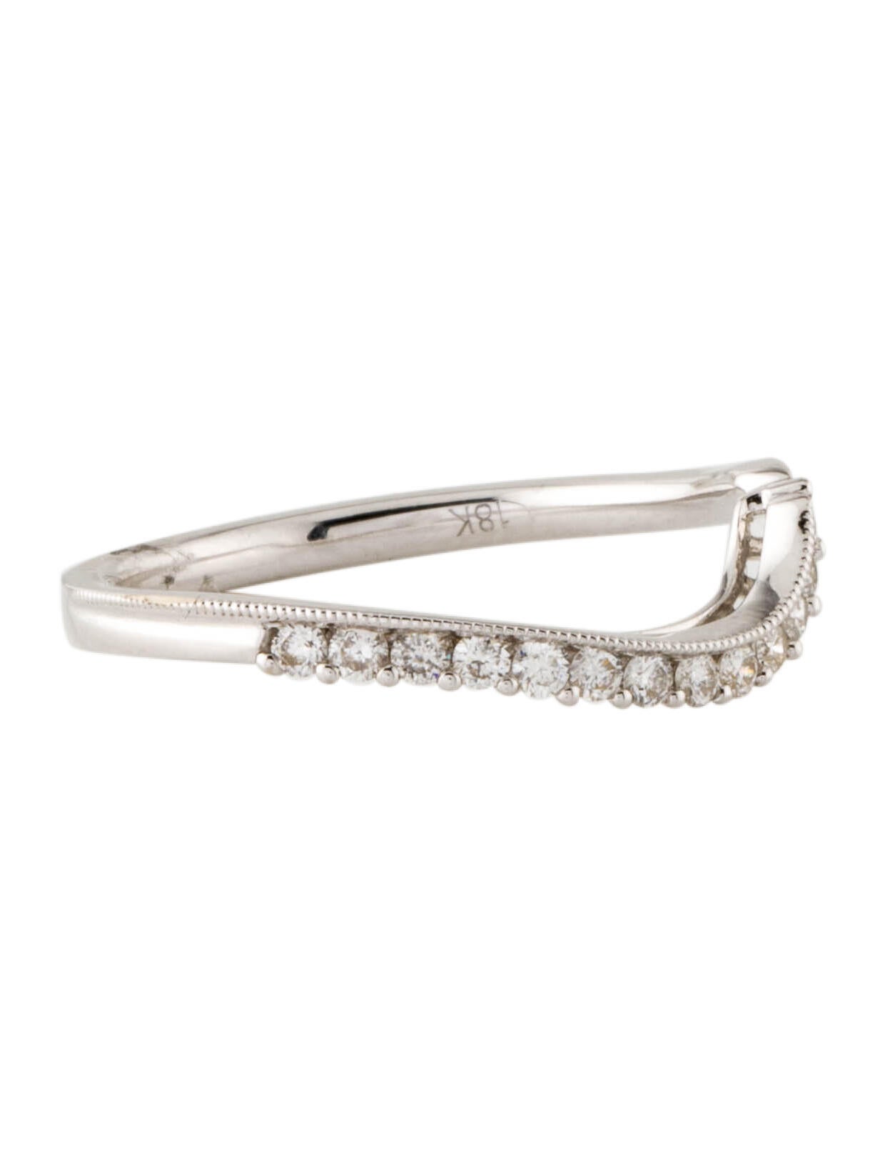 Ring 18K Diamond Wave Band Ring - Rhodium-Plated 18K White Gold Band ...