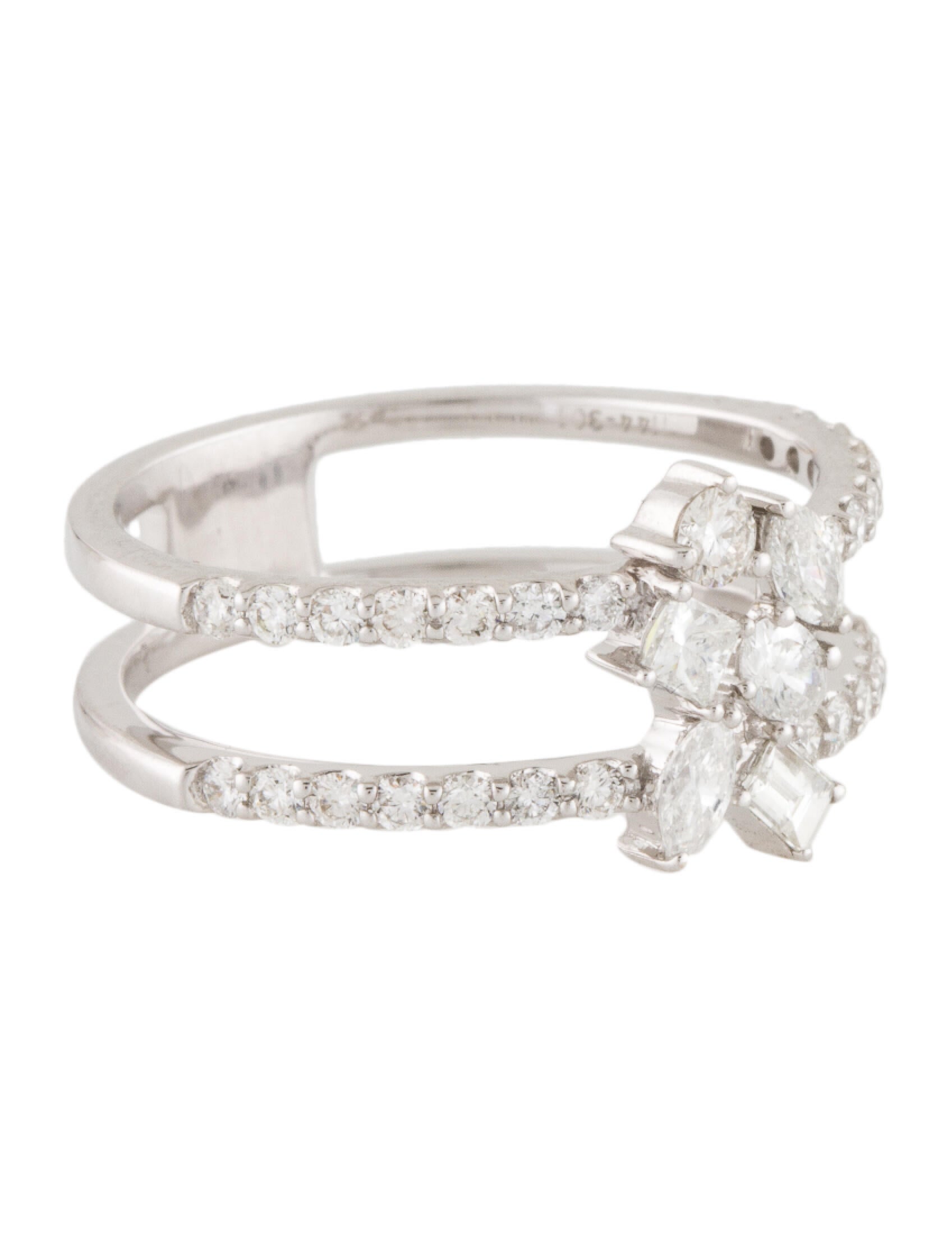 Ring 14K Diamond Double Band Ring - Rhodium-Plated 14K White Gold Band ...