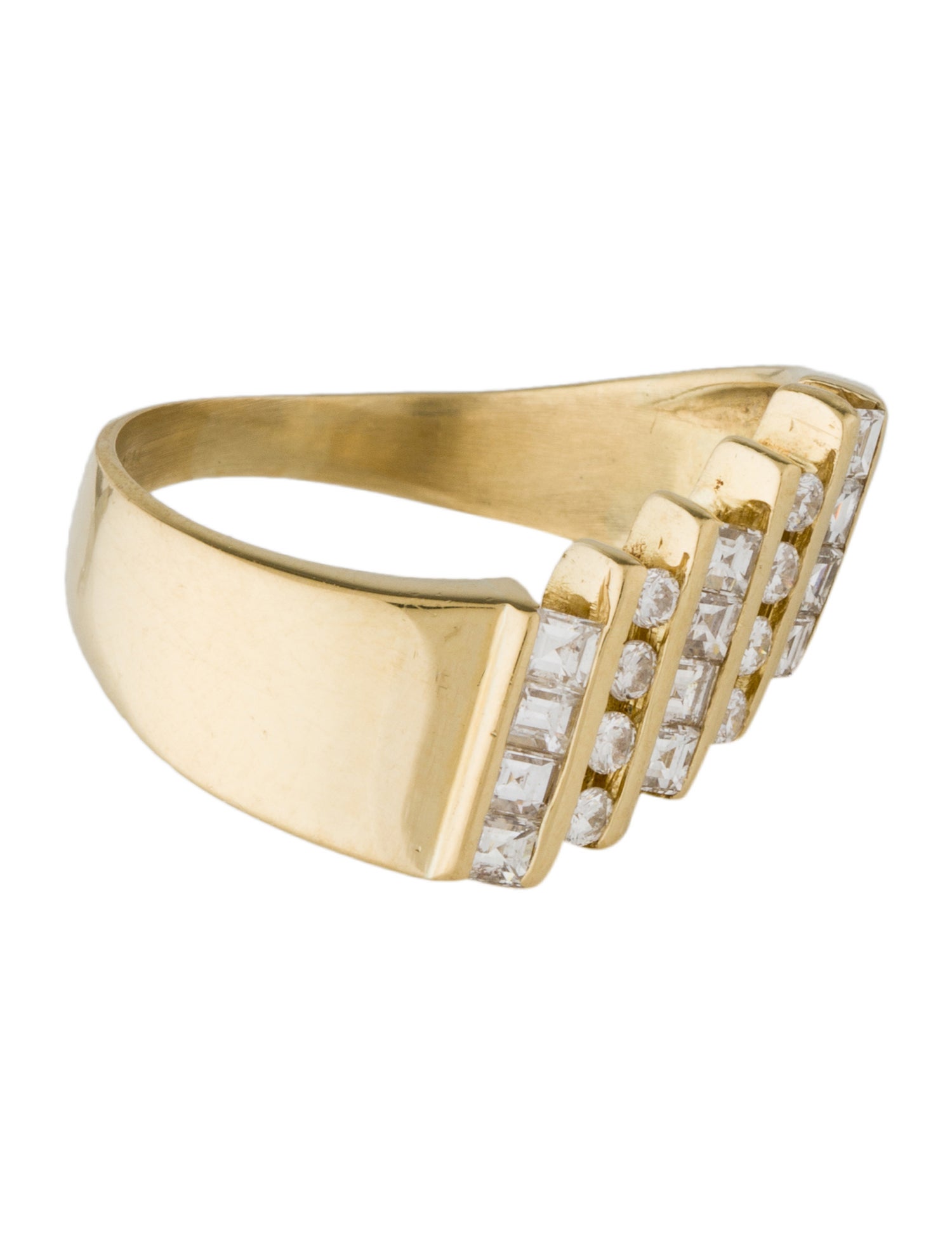 Ring 18K Diamond Slanted Band - 18K Yellow Gold Band, Rings ...