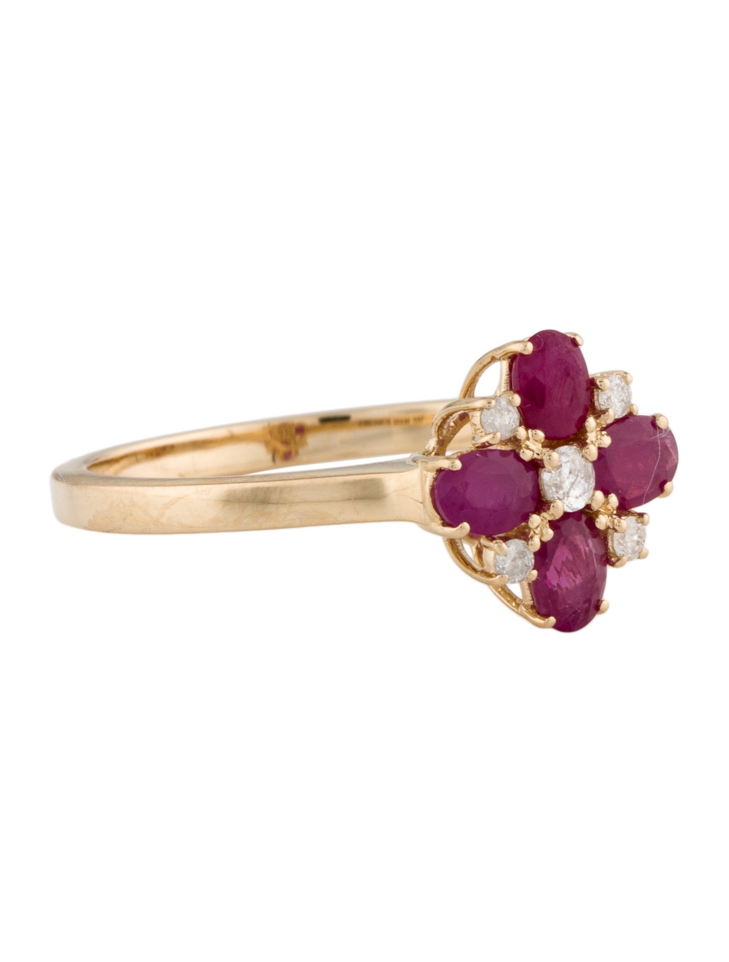 Ring 14K 1.35ct Ruby & Diamond Cocktail Ring - 14K Yellow Gold Cocktail ...
