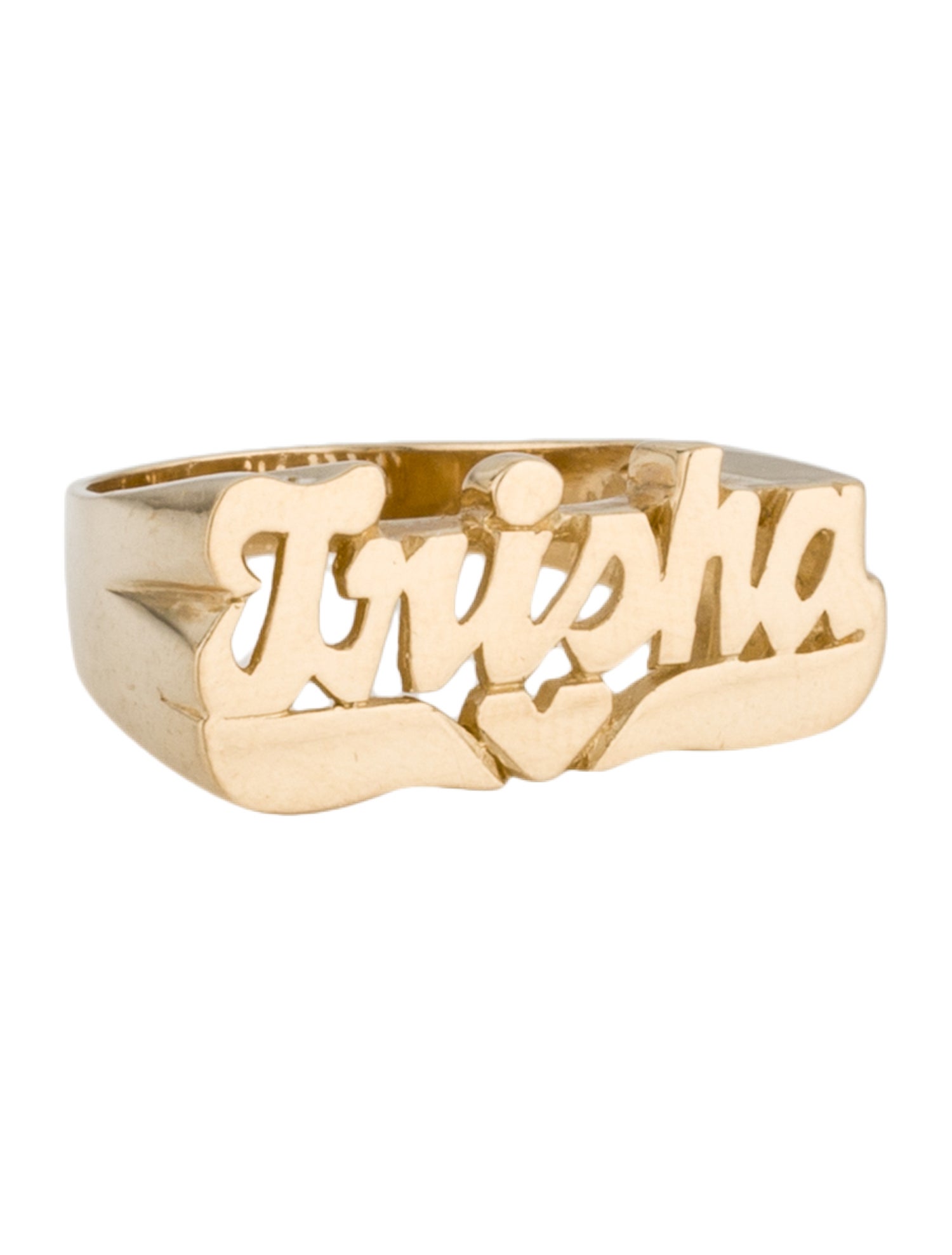 Ring 14K 'Trisha' Name Band - 14K Yellow Gold Band, Rings - RRING240720 ...