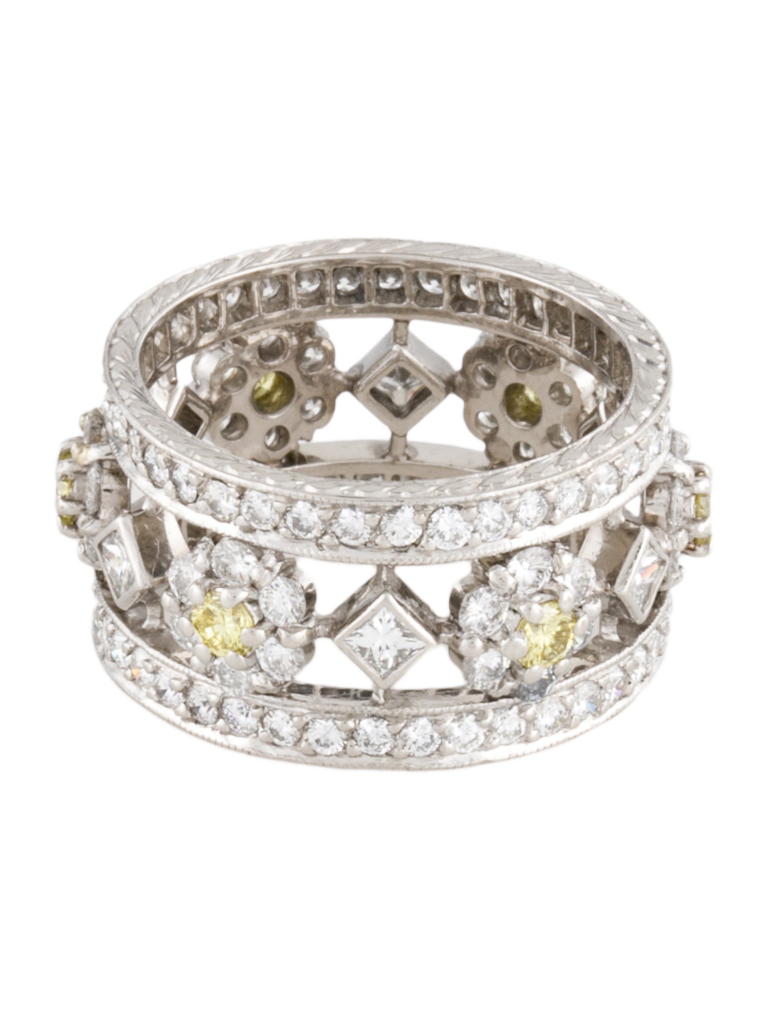 Ring Jack Kelege Platinum Diamond Floral Eternity Band - 900 Platinum ...