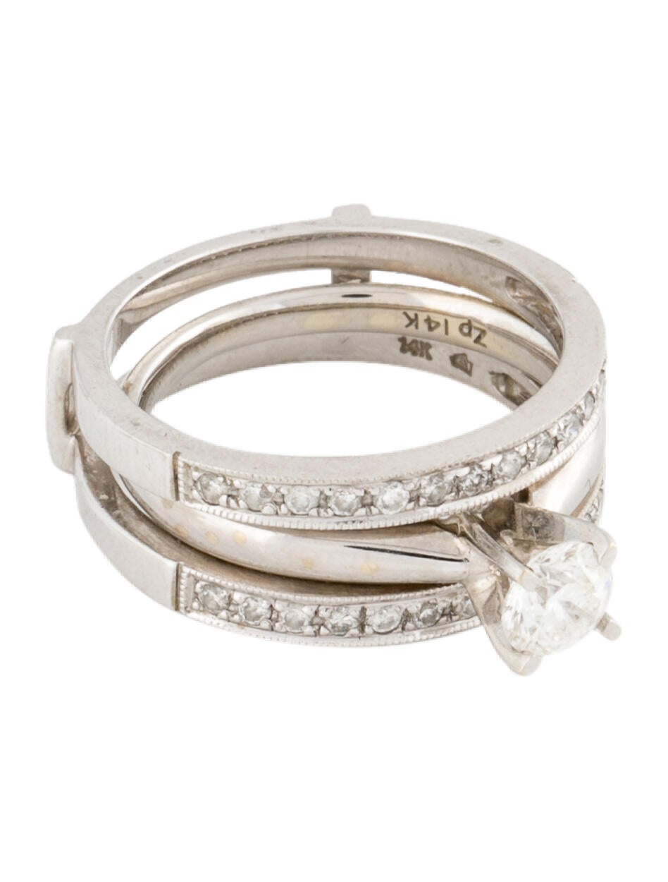 Ring 14K Diamond Wedding Set - 14K White Gold Wedding Set, Rings ...