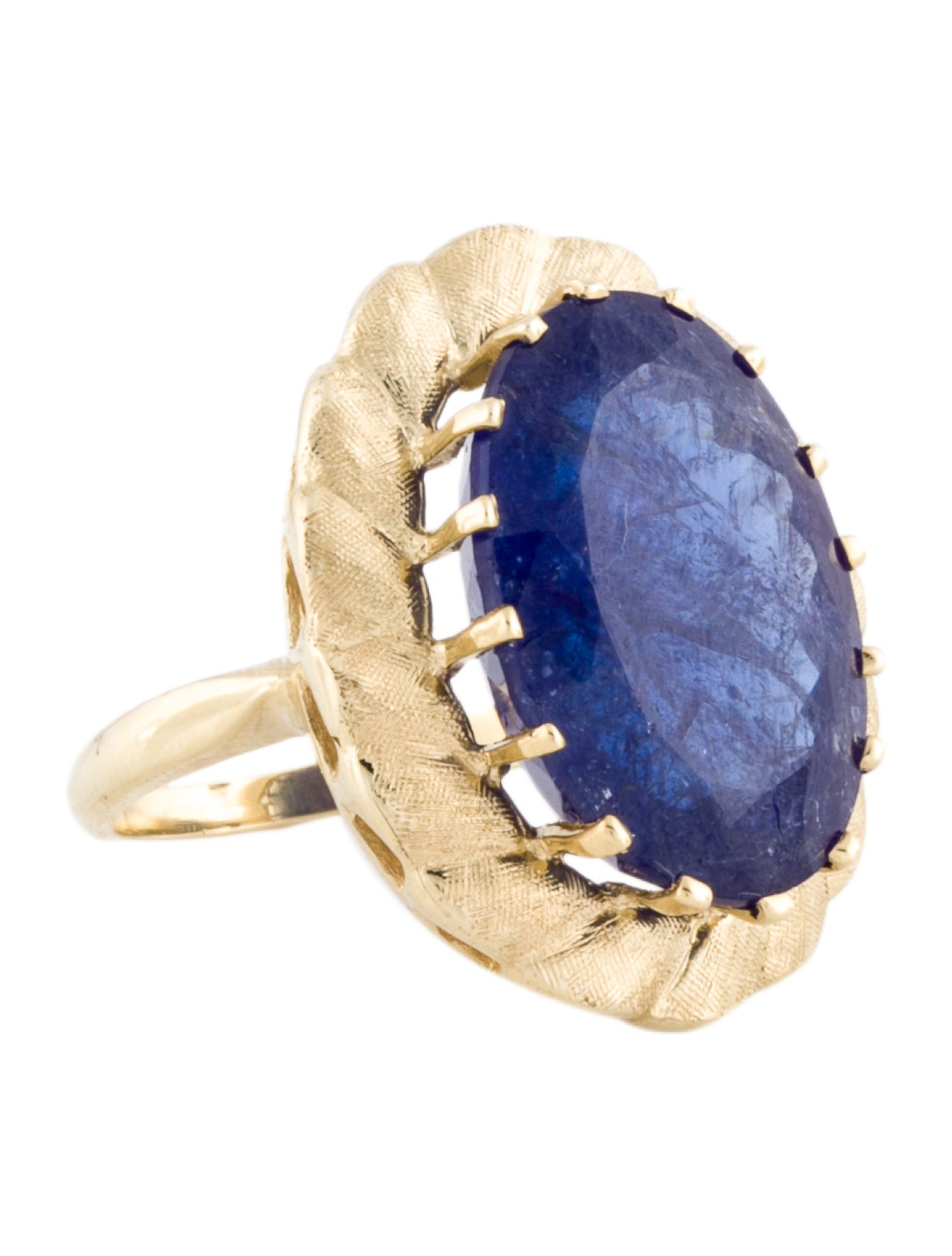 Ring 14K 19.44ct Tanzanite Cocktail Ring - 14K Yellow Gold Cocktail ...