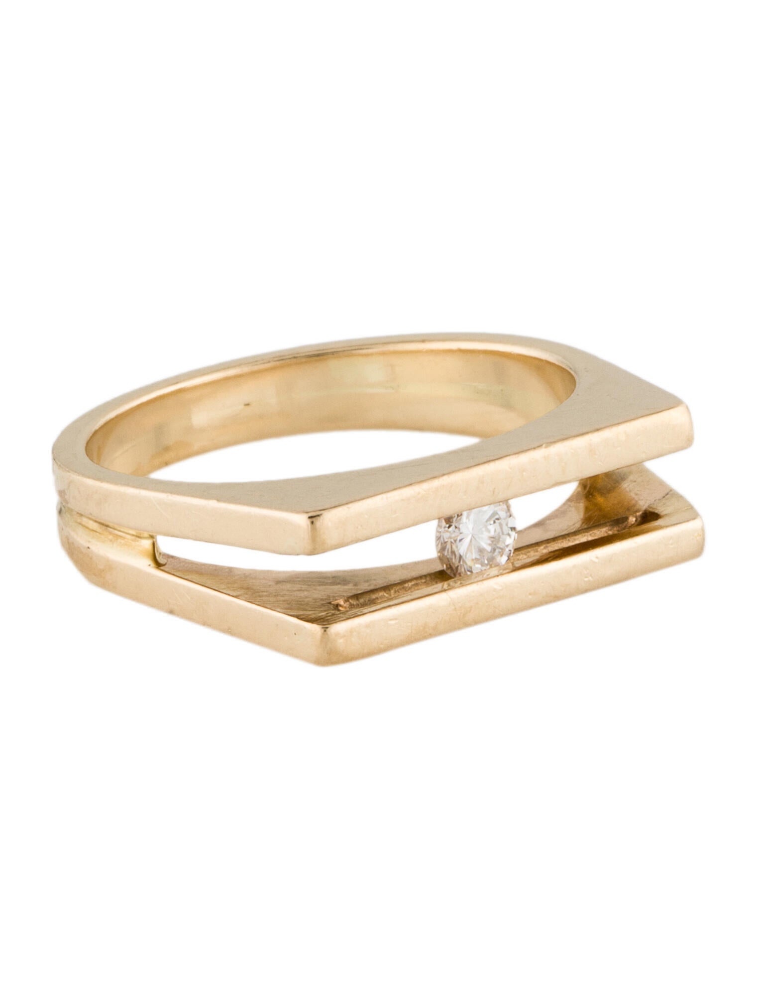 Ring 14K Diamond Floating - 14K Yellow Gold Signet Ring, Rings ...