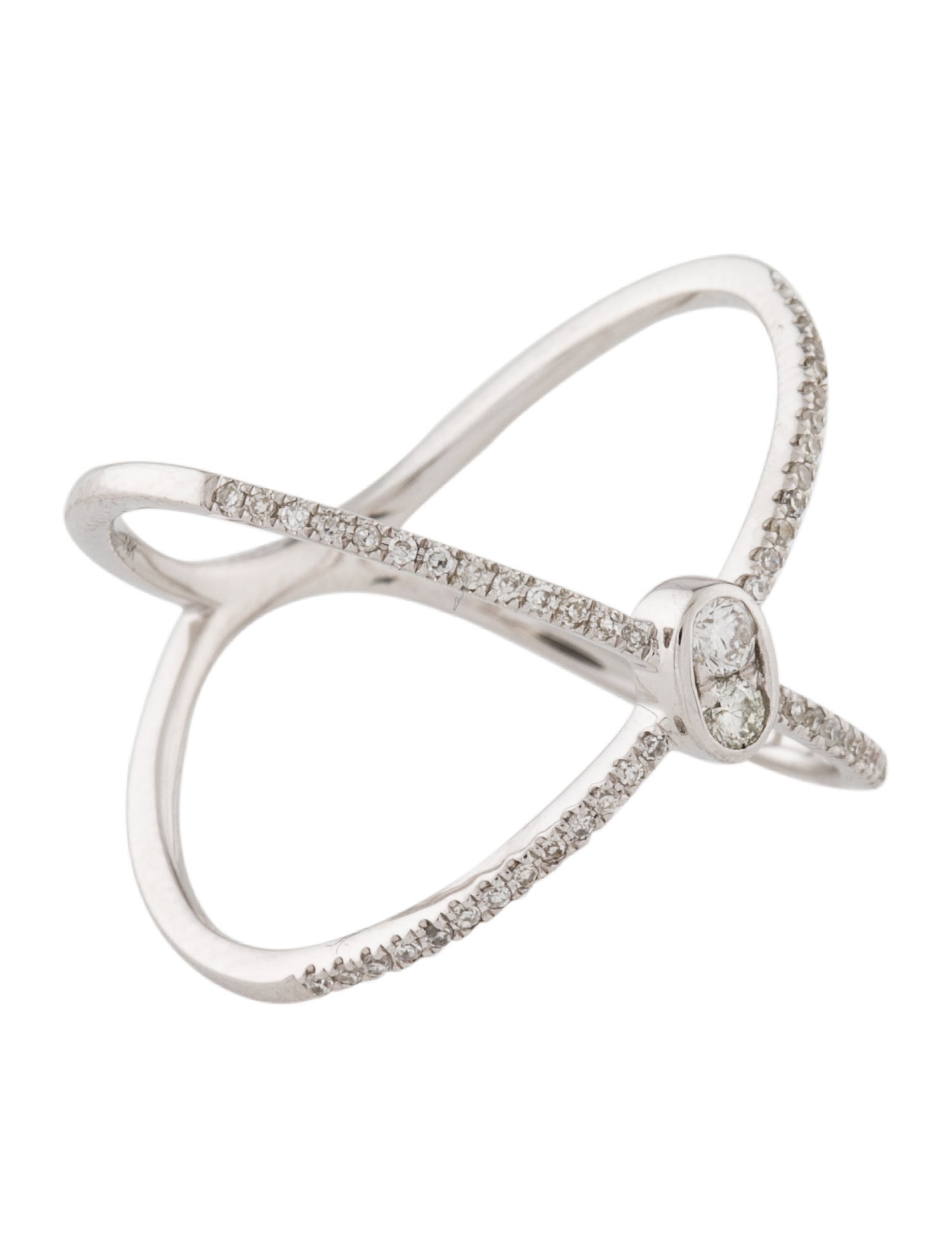Ring 14K Diamond Negative Space X Band - Rhodium-Plated 14K White Gold ...