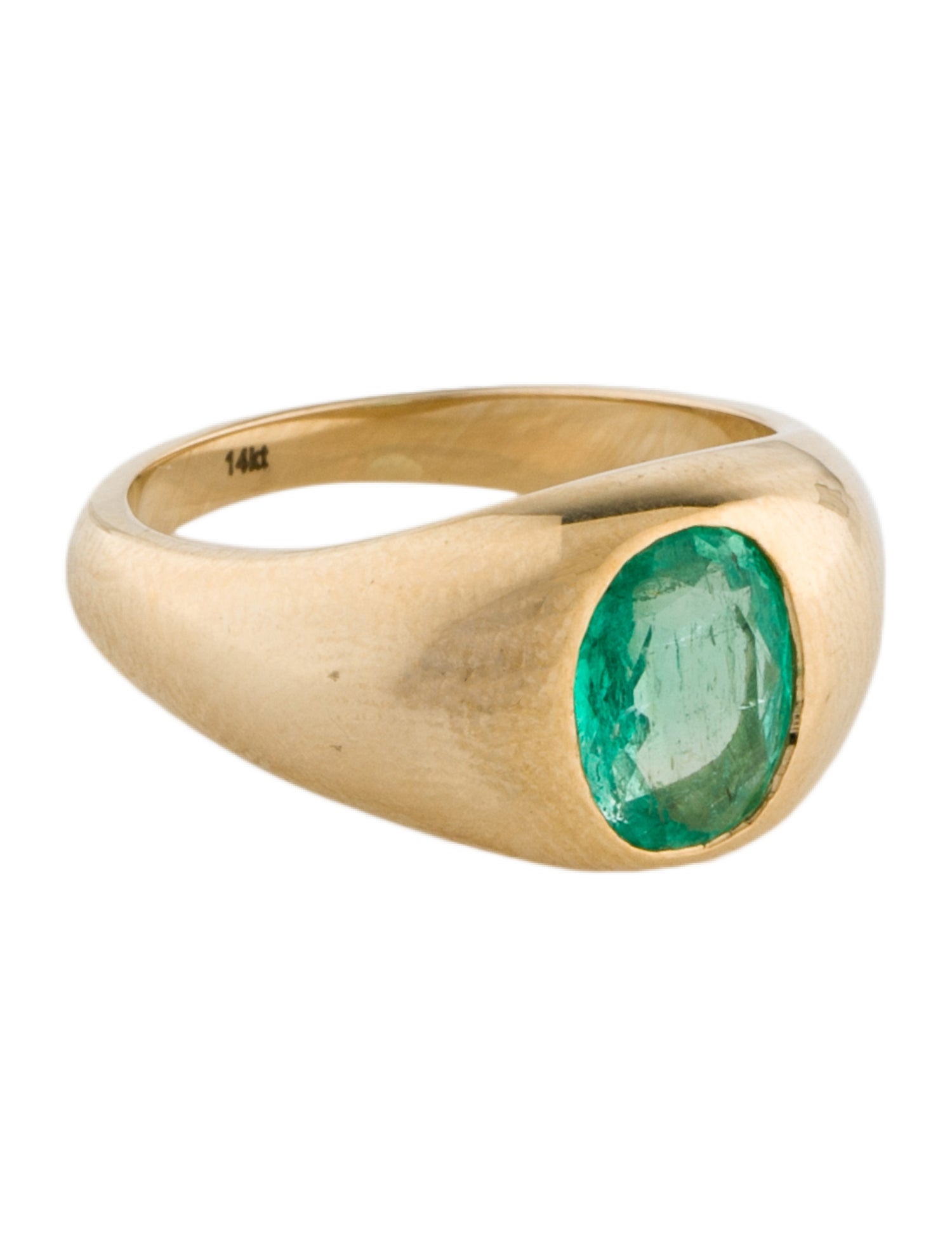 Ring 14K 1.64ct Emerald Signet Ring - 14K Yellow Gold Signet Ring, Rings - RRING245133 | The ...
