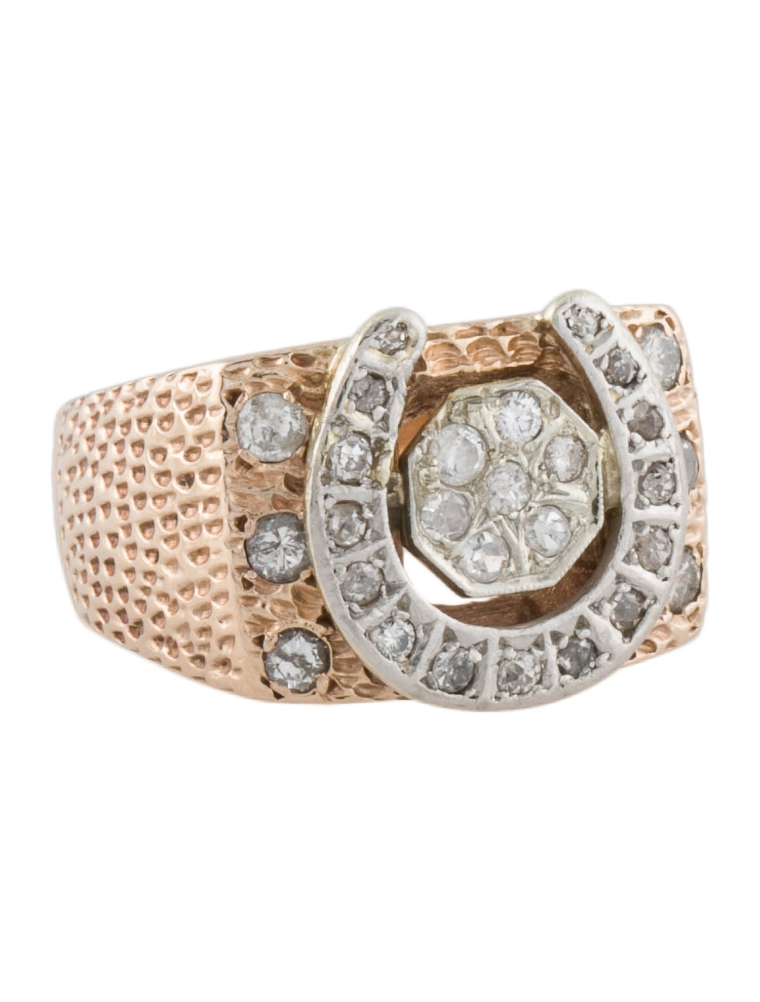 Ring 14K Band W/ 18K Horseshoe Signet Ring - 14K Yellow Gold Signet ...