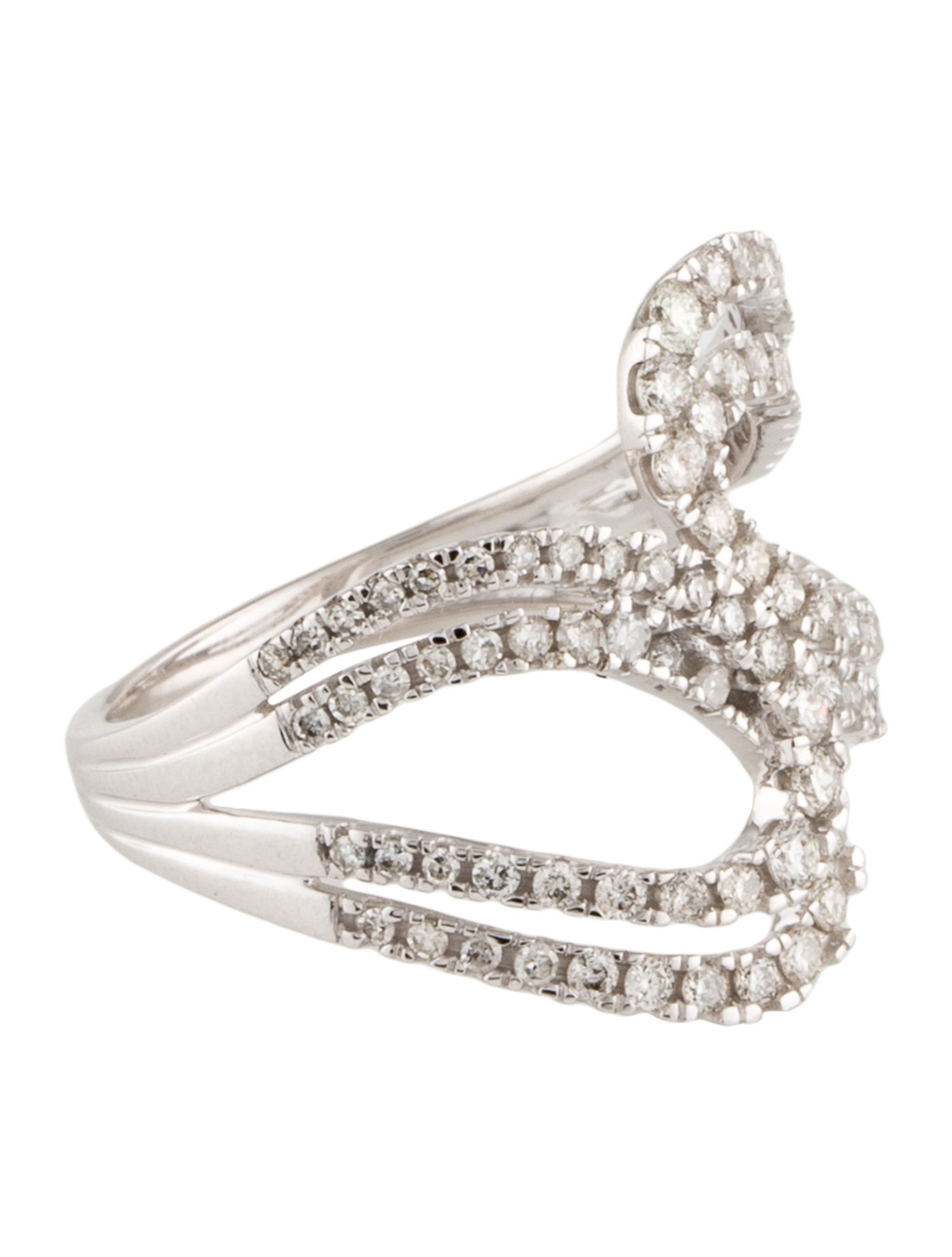 Ring 14K Diamond Open Swirl Band - Rhodium-Plated 14K White Gold Band ...
