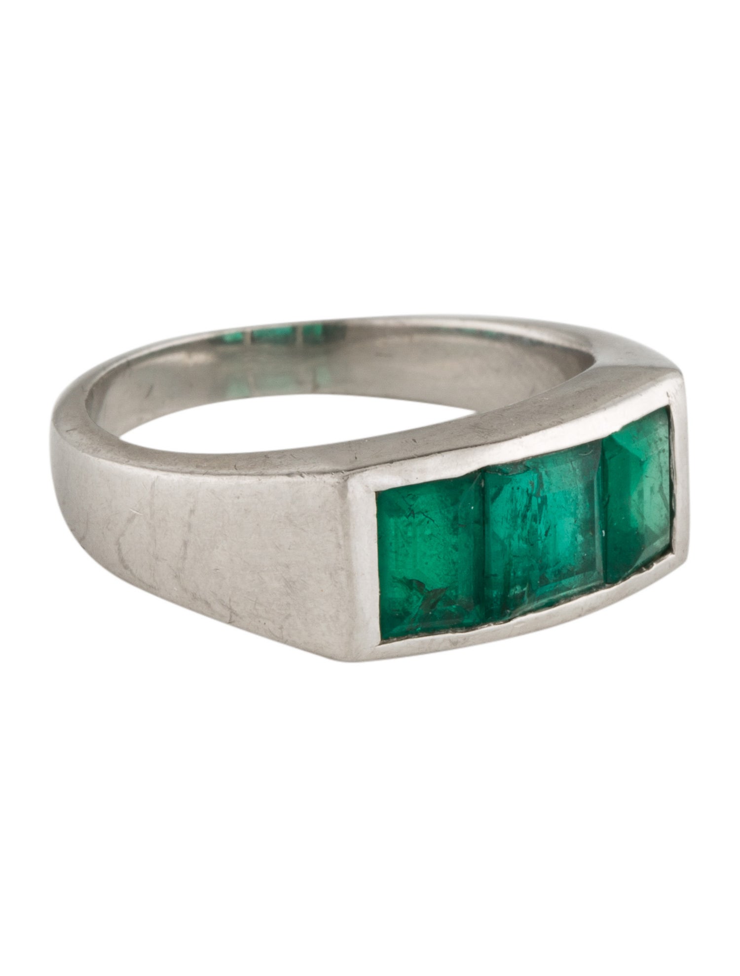 Ring Platinum 1.65ctw Emerald Signet Ring - 900 Platinum Signet Ring, Rings - RRING246161 | The ...