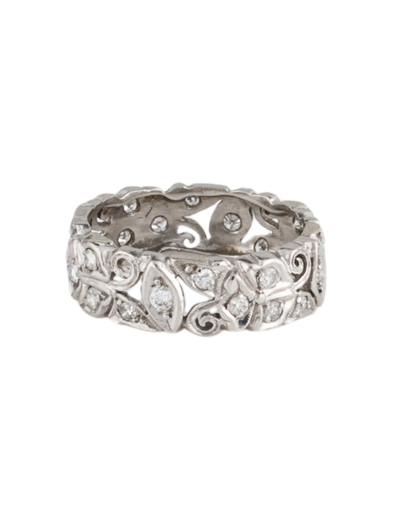 Ring Platinum Diamond Flower Eternity Band - Platinum Band, Rings ...