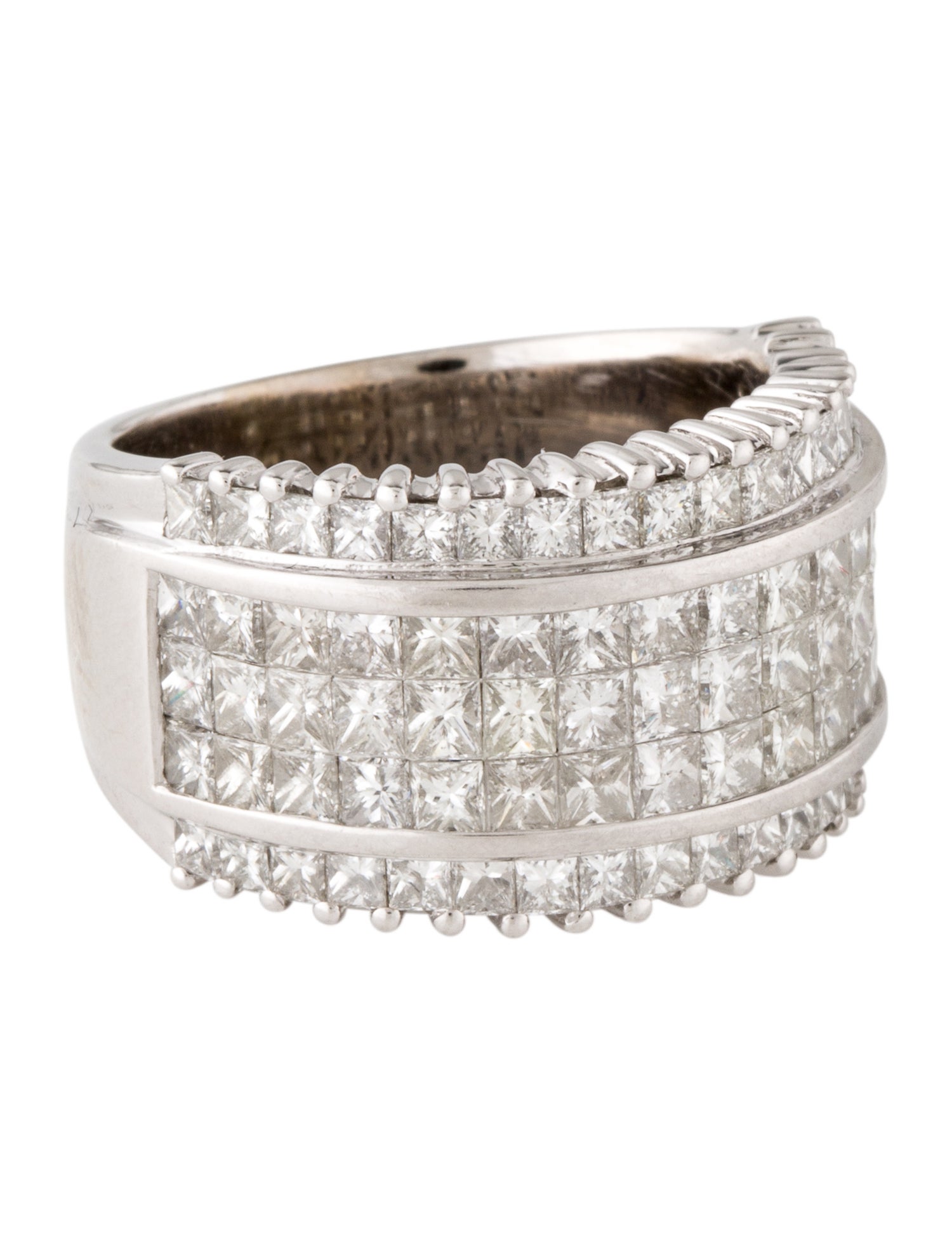 Ring 18K Diamond Band - Rhodium-Plated 18K White Gold Band, Rings ...