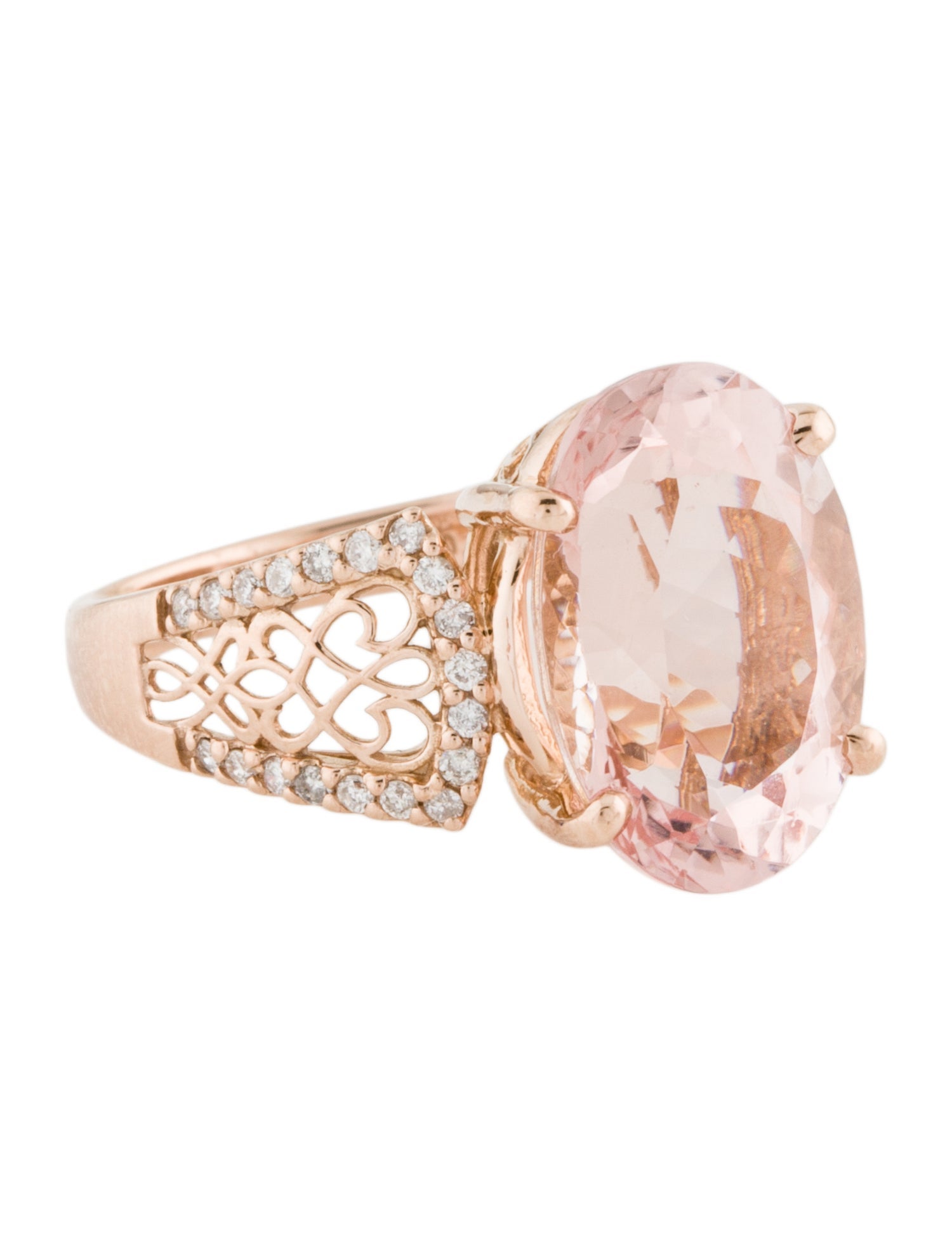 Ring 18K 6.15ct Morganite & Diamond Cocktail Ring - 18K Rose Gold ...