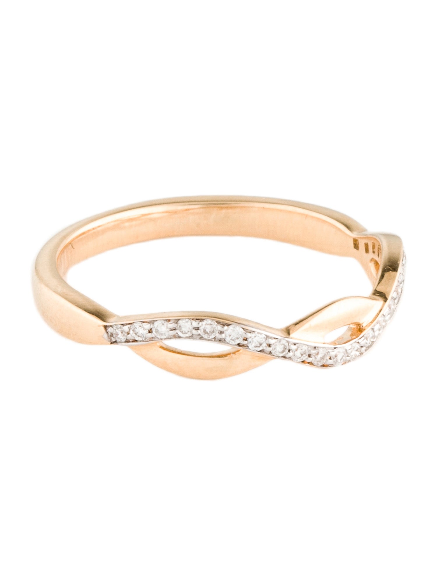 Ring 14K Diamond Wave Band Ring - 14K Yellow Gold Band, Rings ...