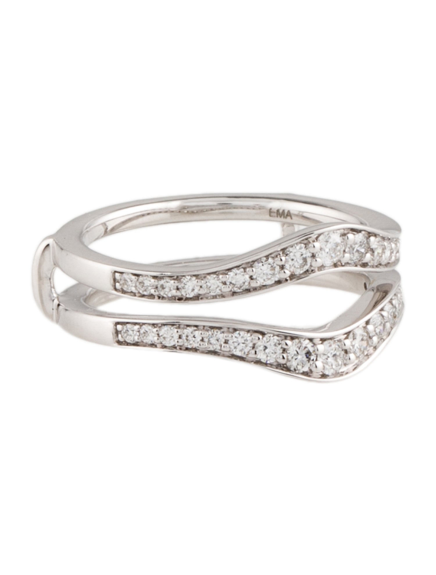 Ring 14K Diamond Insert Band - Rhodium-Plated 14K White Gold Band ...