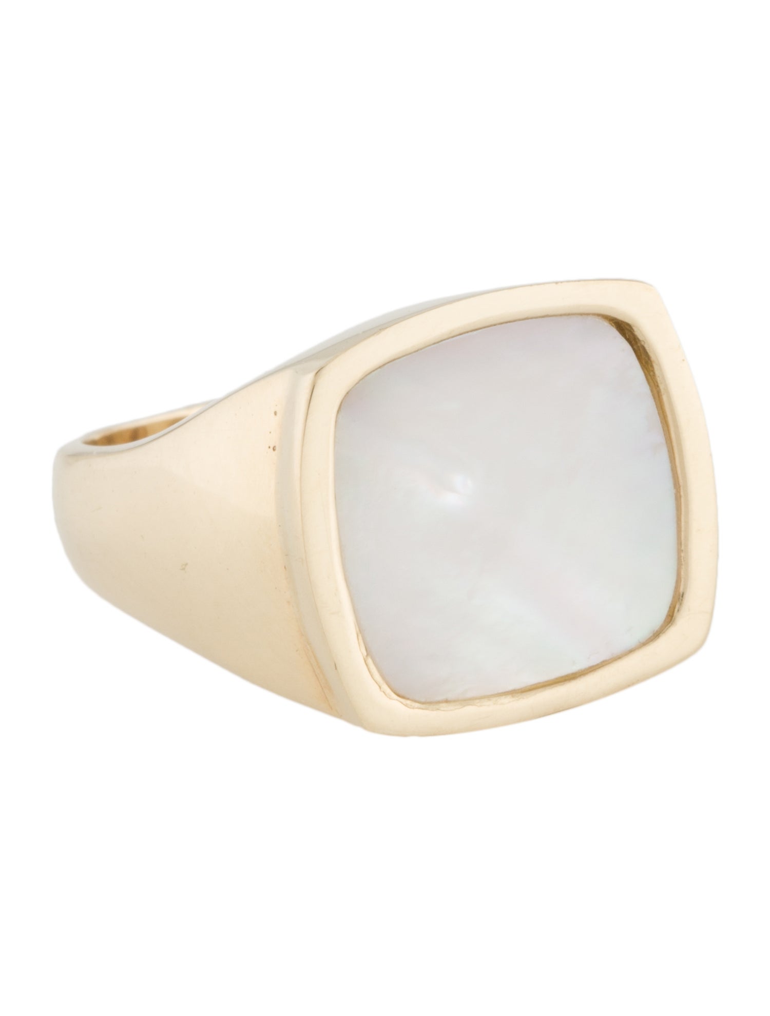 Ring 14K Mother of Pearl Signet Ring - 14K Yellow Gold Signet Ring ...