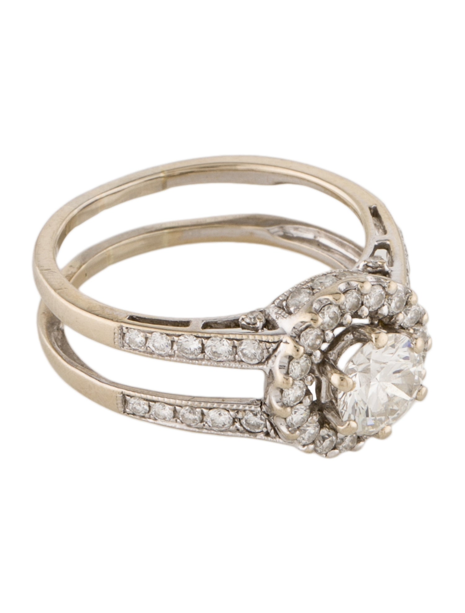 Ring 18K 1.09 ct Diamond Engagement Ring - 18K White Gold Engagement ...