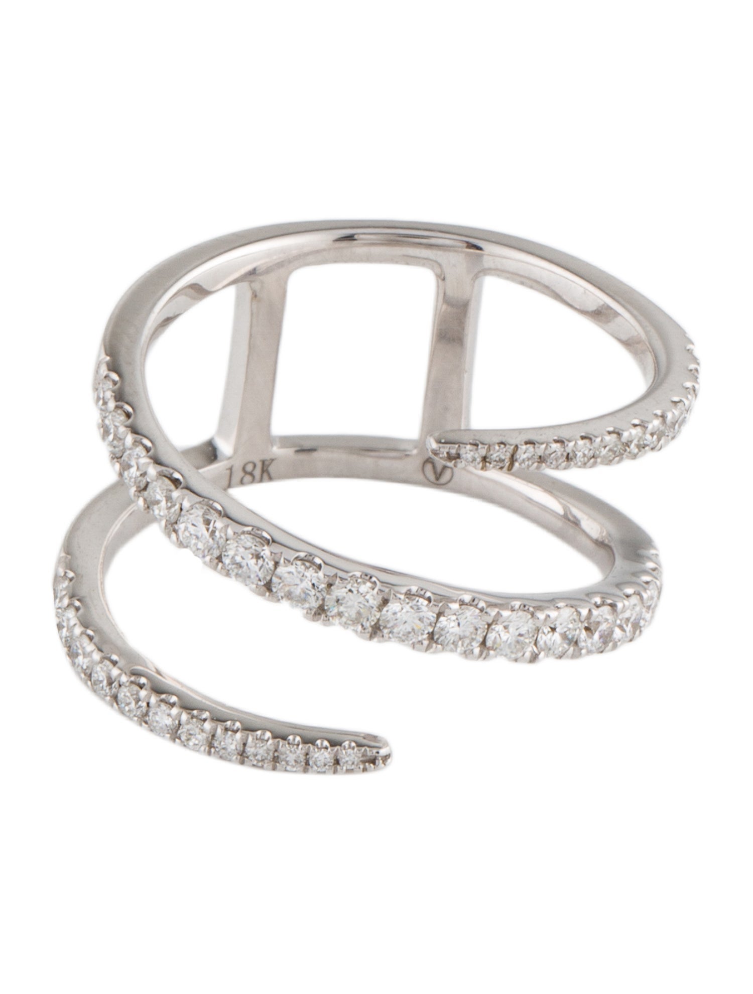 Ring 18K Diamond Wrap Around Diamond Band - Rhodium-Plated 18K White ...