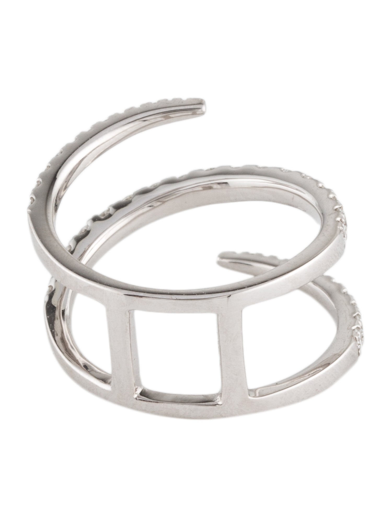 Ring 18K Diamond Wrap Around Diamond Band - Rhodium-Plated 18K White Gold Band, Rings ...