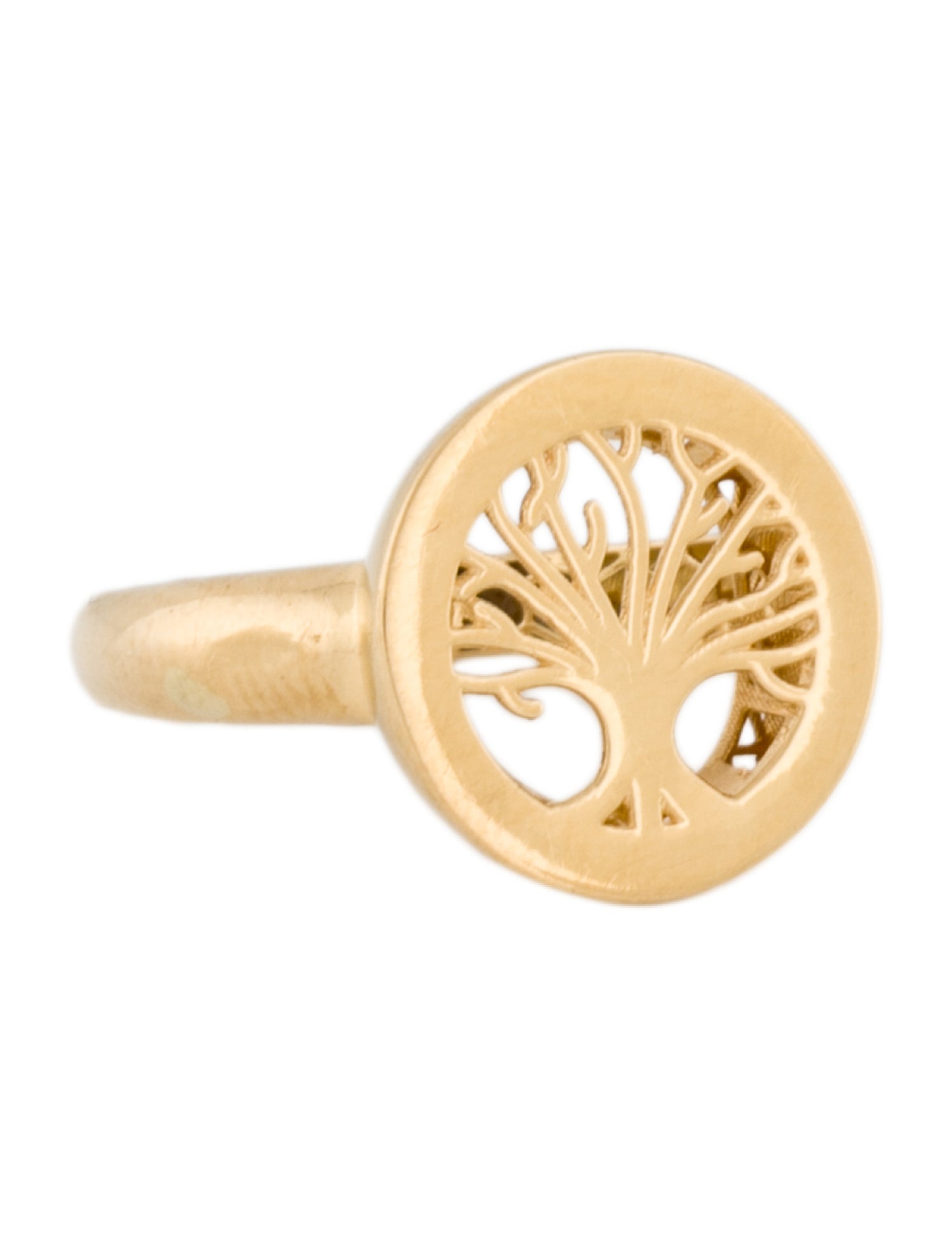 Ring 18K Tree Signet Ring - 18K Yellow Gold Signet Ring, Rings ...