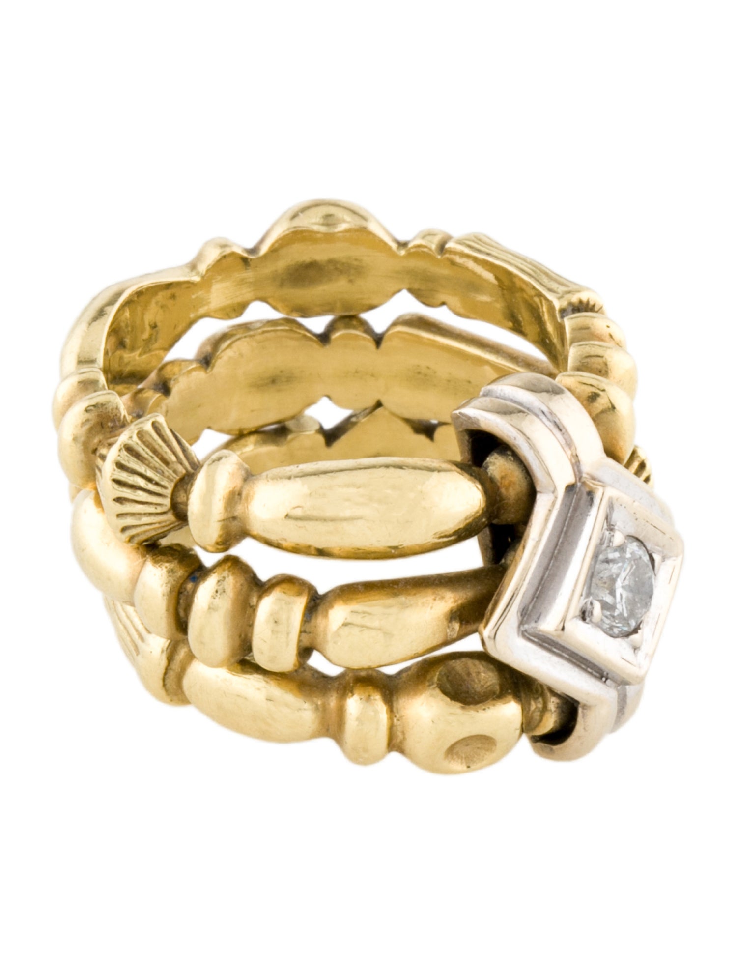 Ring 18K Diamond Band - 18K Yellow Gold Band, Rings - RRING250319 | The ...