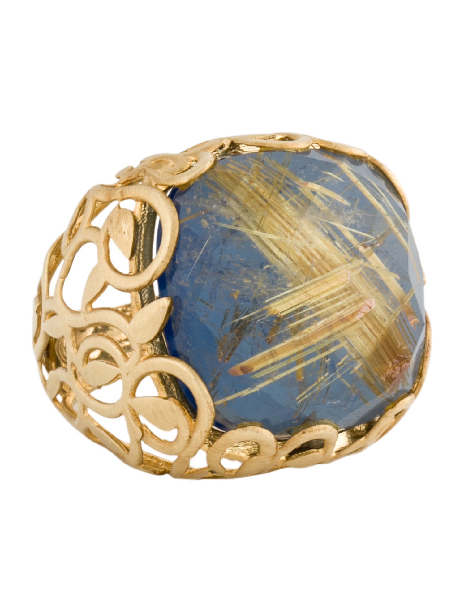 Ring 14K Rutilated Quartz Doublet Ring - 14K Yellow Gold Cocktail Ring ...