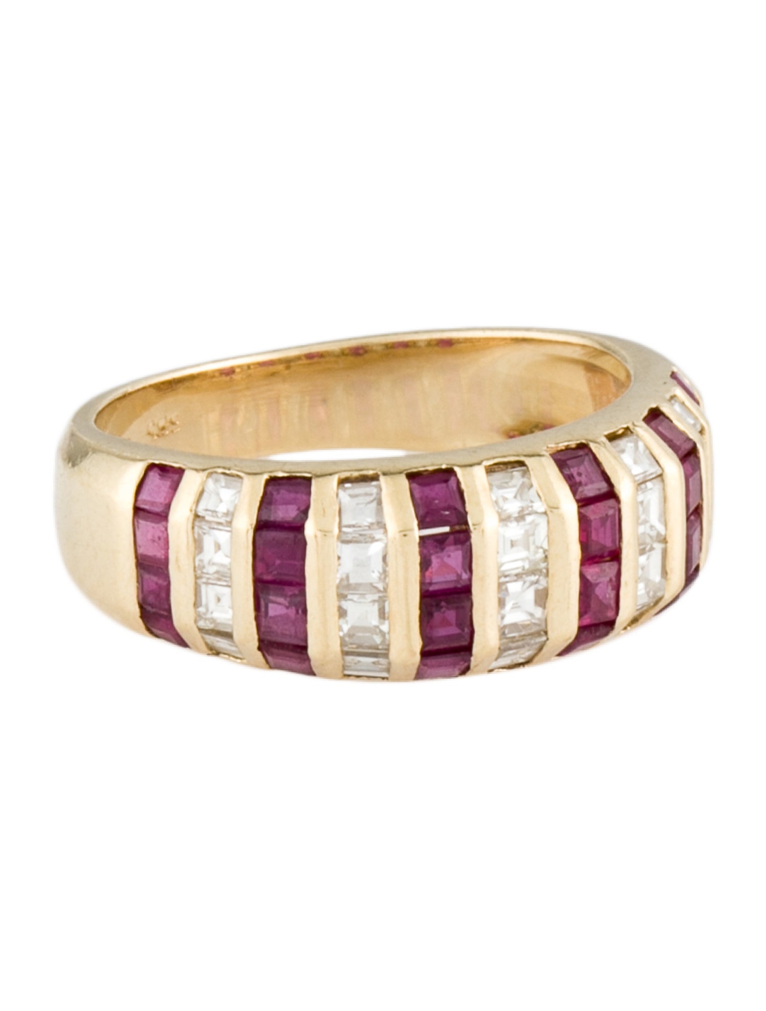 Ring 14K 1.28ctw Ruby & Diamond Band Ring - 14K Yellow Gold Band, Rings ...