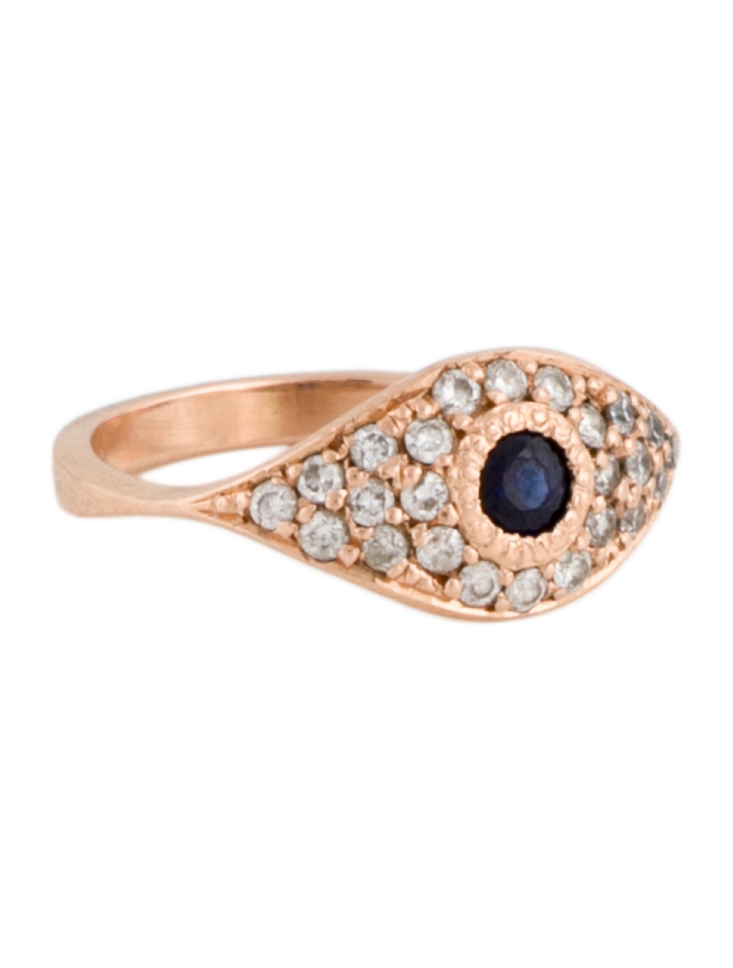 Ring 14K Sapphire & Diamond Evil Eye Signet Ring - 14K Rose Gold Signet Ring, Rings ...