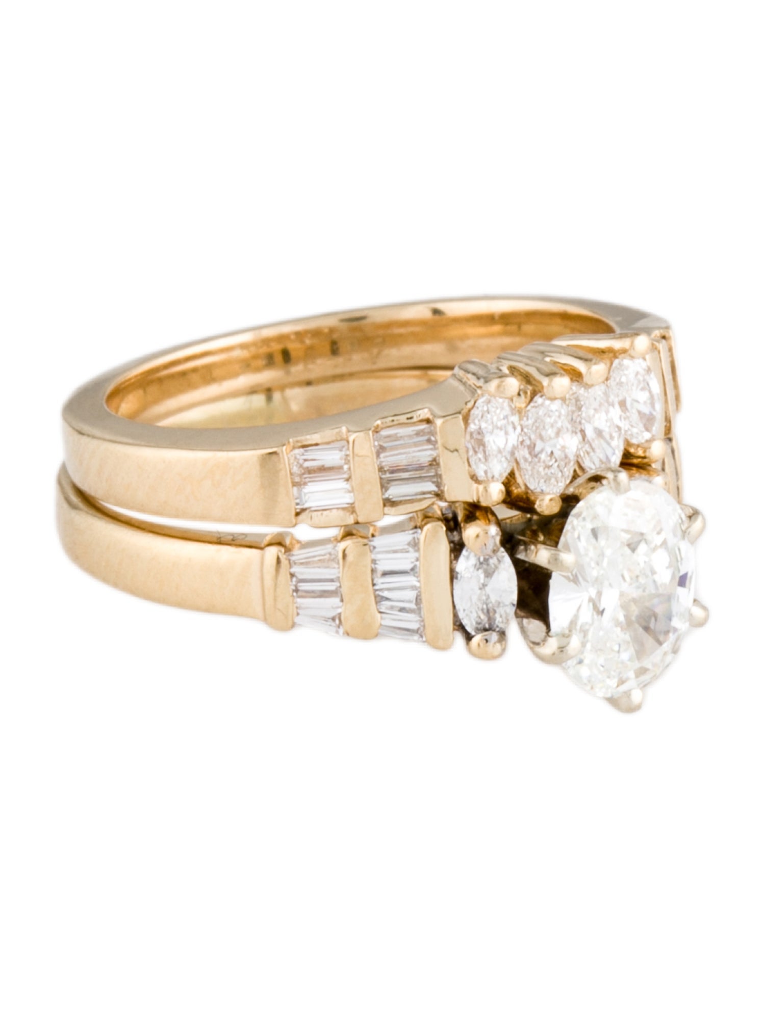 Ring 14K 1.38ctw Diamond Wedding Set - 14K Yellow Gold Wedding Set ...