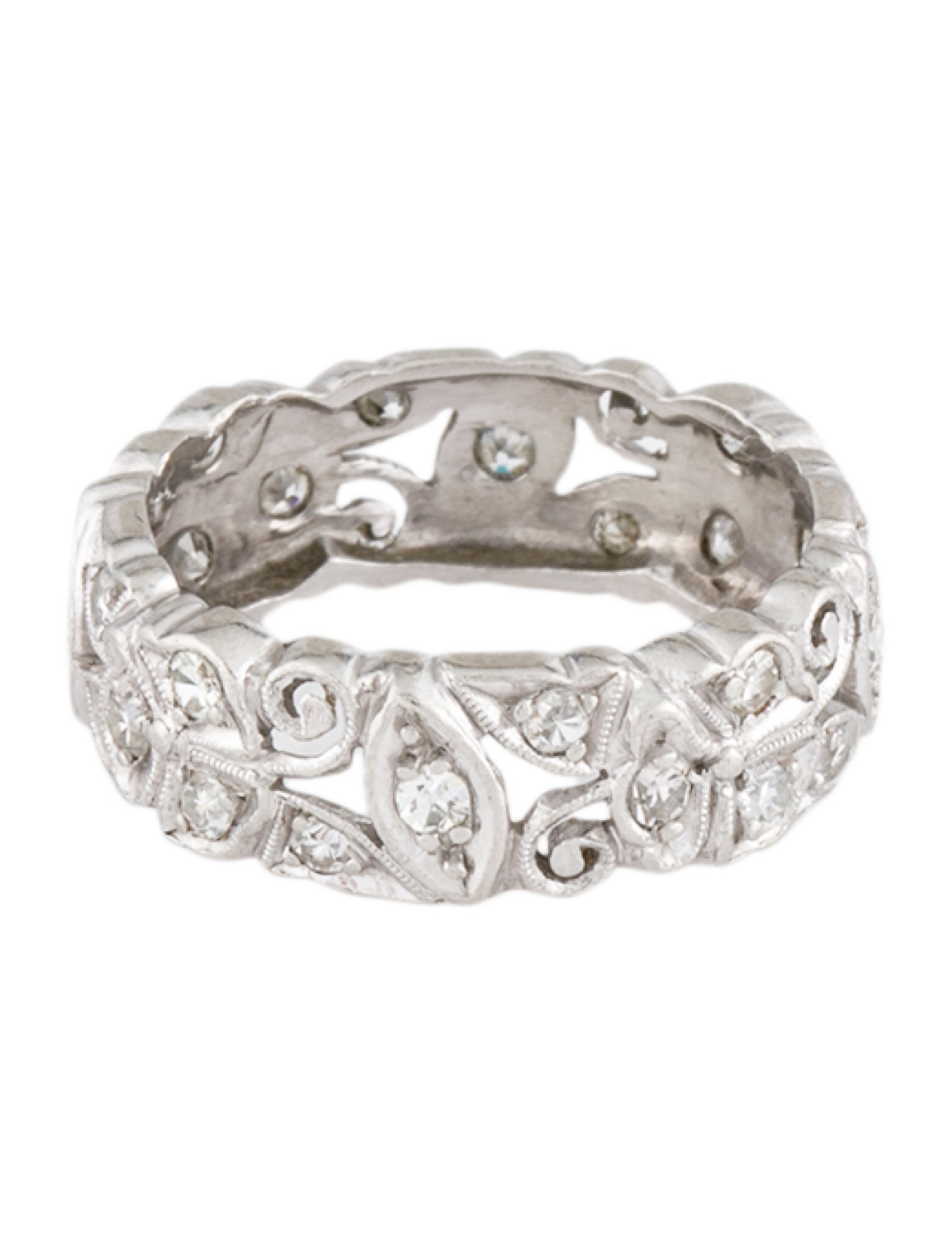 Ring Vintage Platinum Diamond Filigree Band Ring - 950 Platinum Band ...