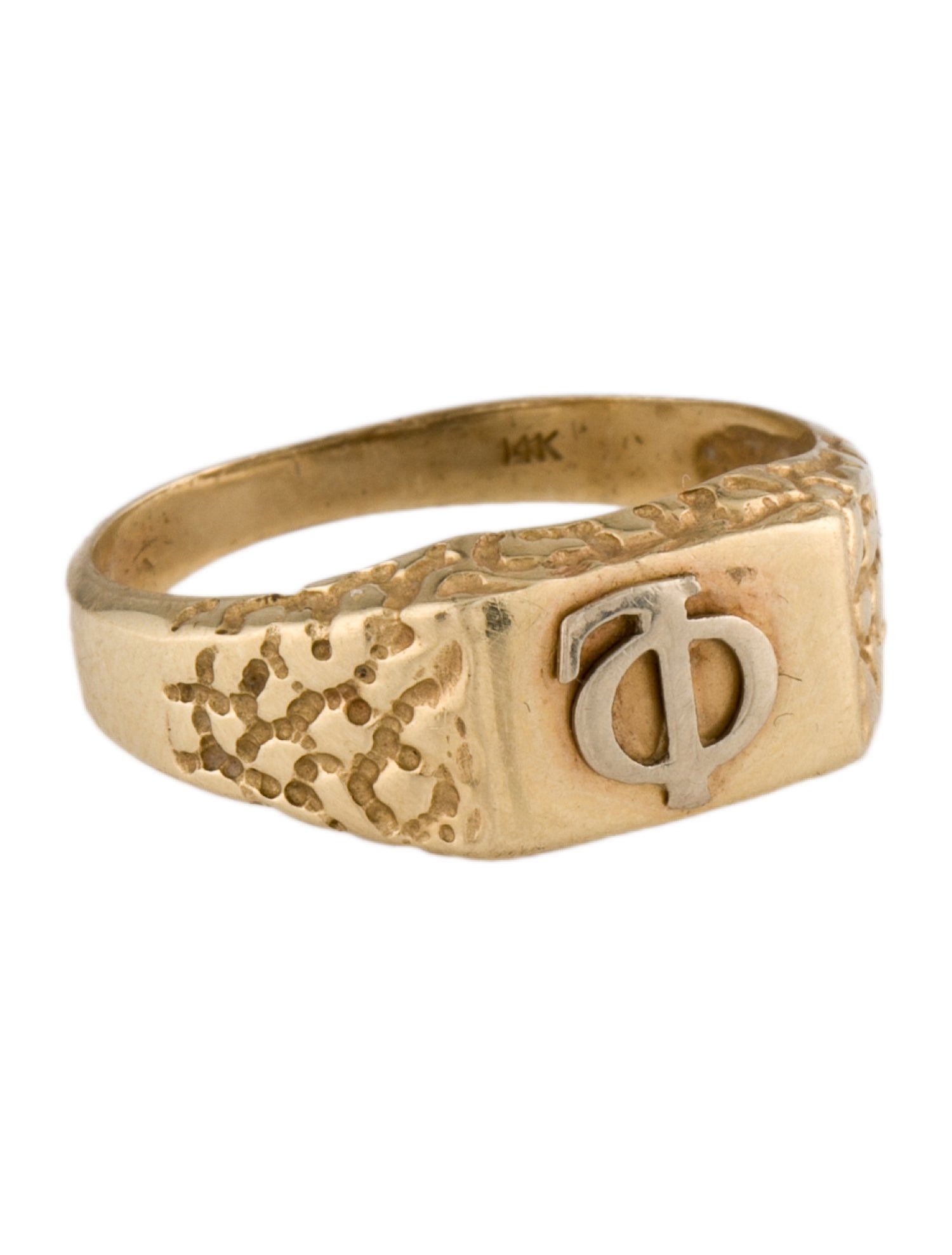 Ring 14K Greek Symbol Signet Ring - 14K Yellow Gold Signet Ring, Rings ...