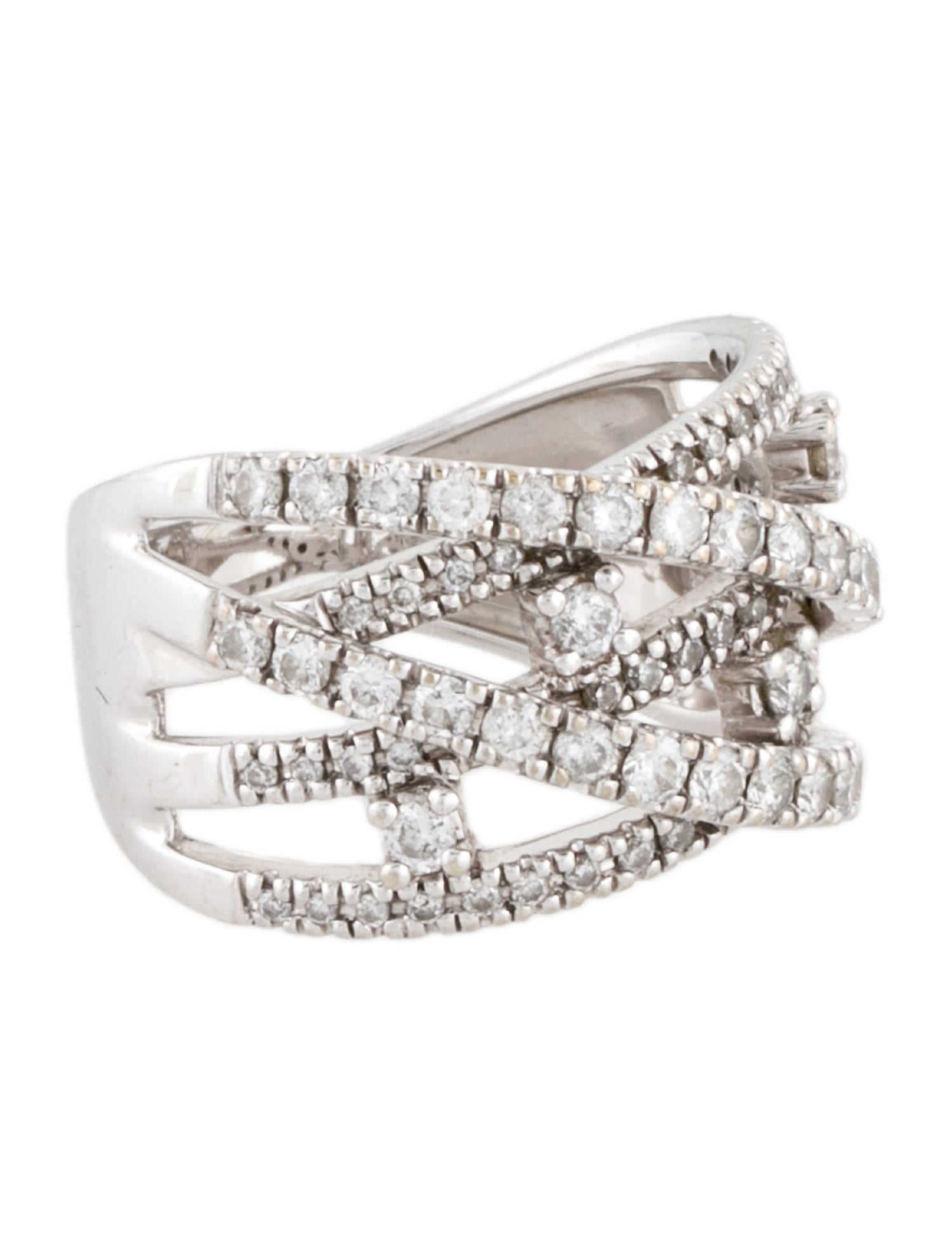 Ring 14K Diamond Multi-Row Band Ring - 14K White Gold Band, Rings ...