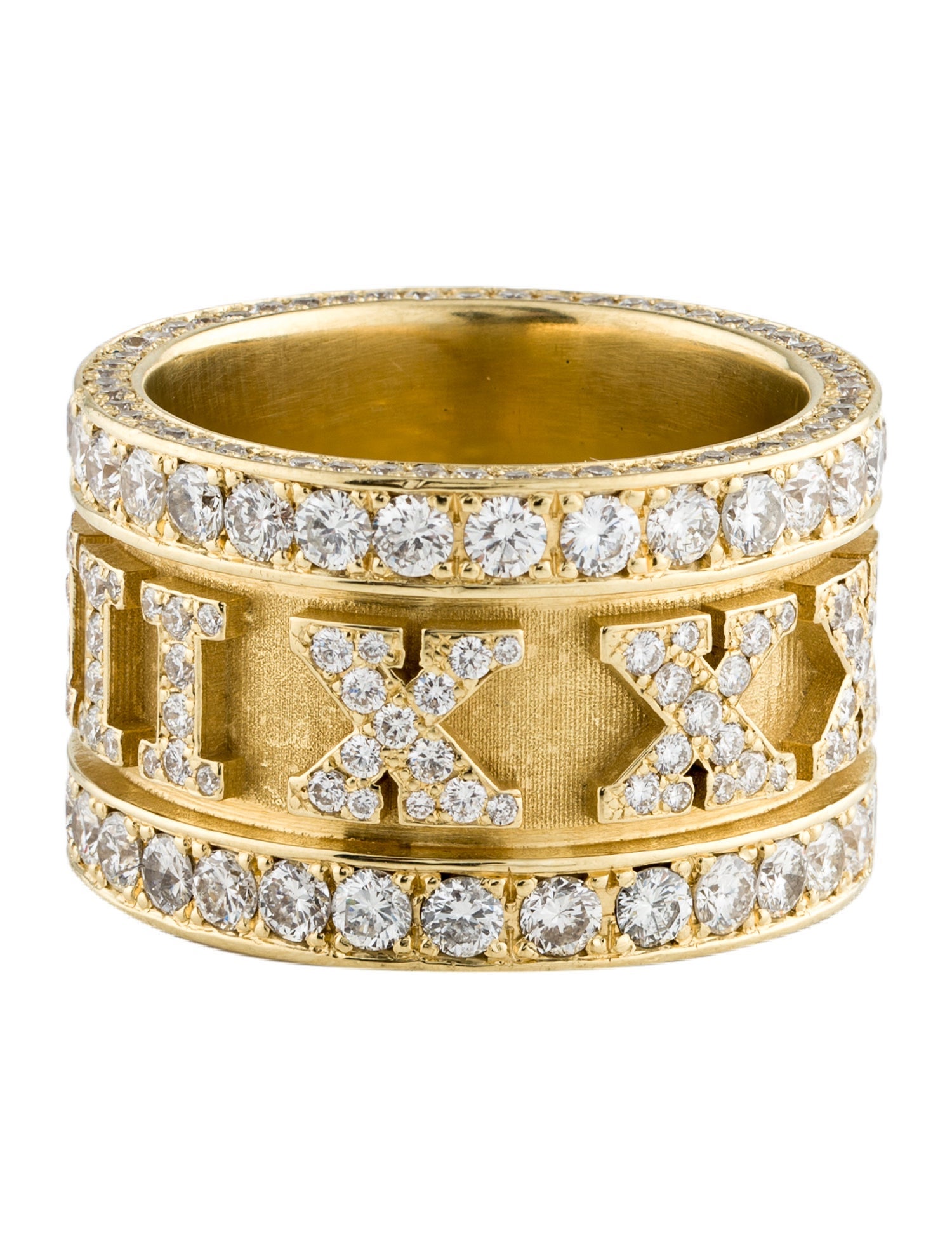 Ring 18K Roman Numeral Band - 18K Yellow Gold Band, Rings - RRING256019 ...