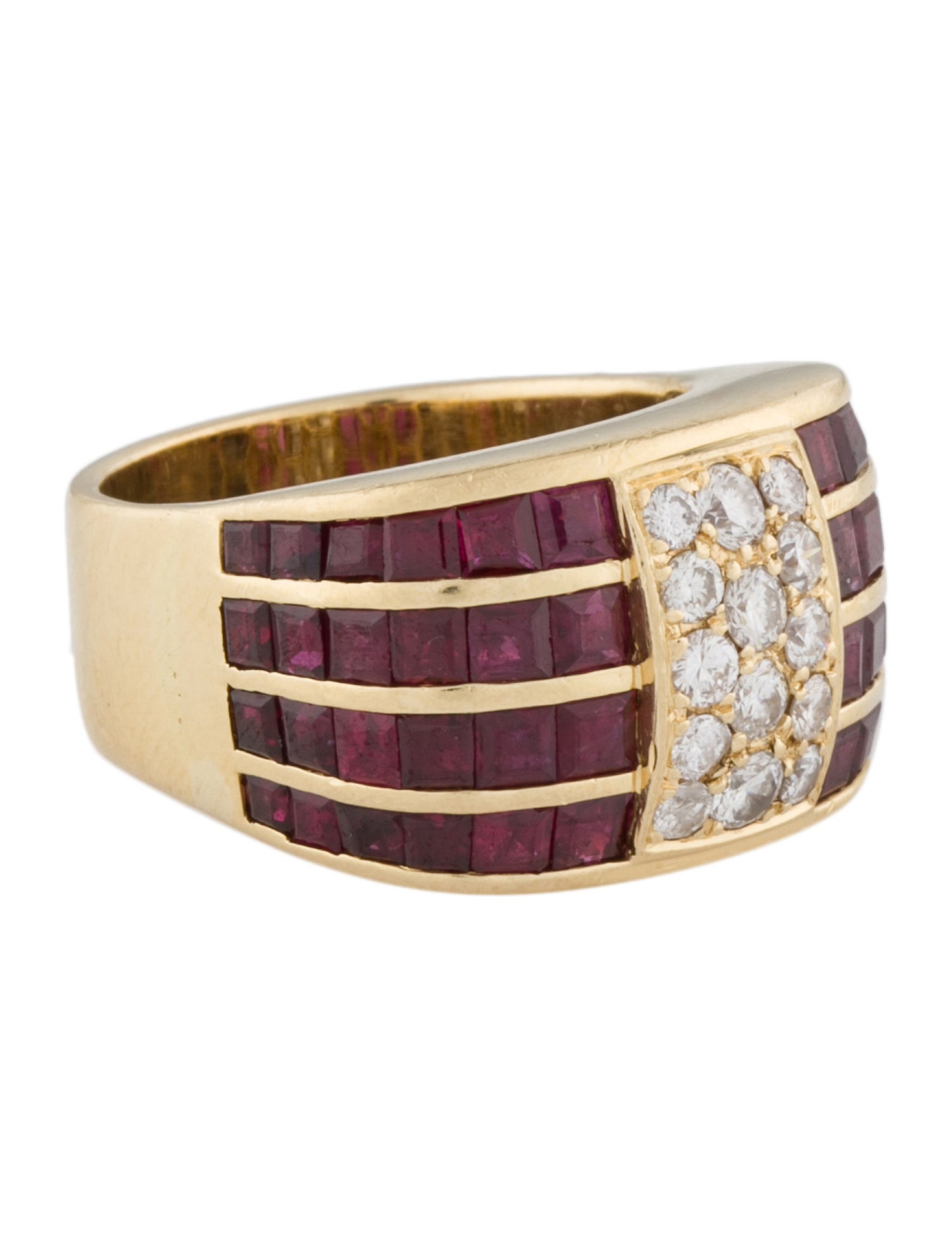 Ring 18K Ruby & Diamond Signet Ring - 18K Yellow Gold Signet Ring ...