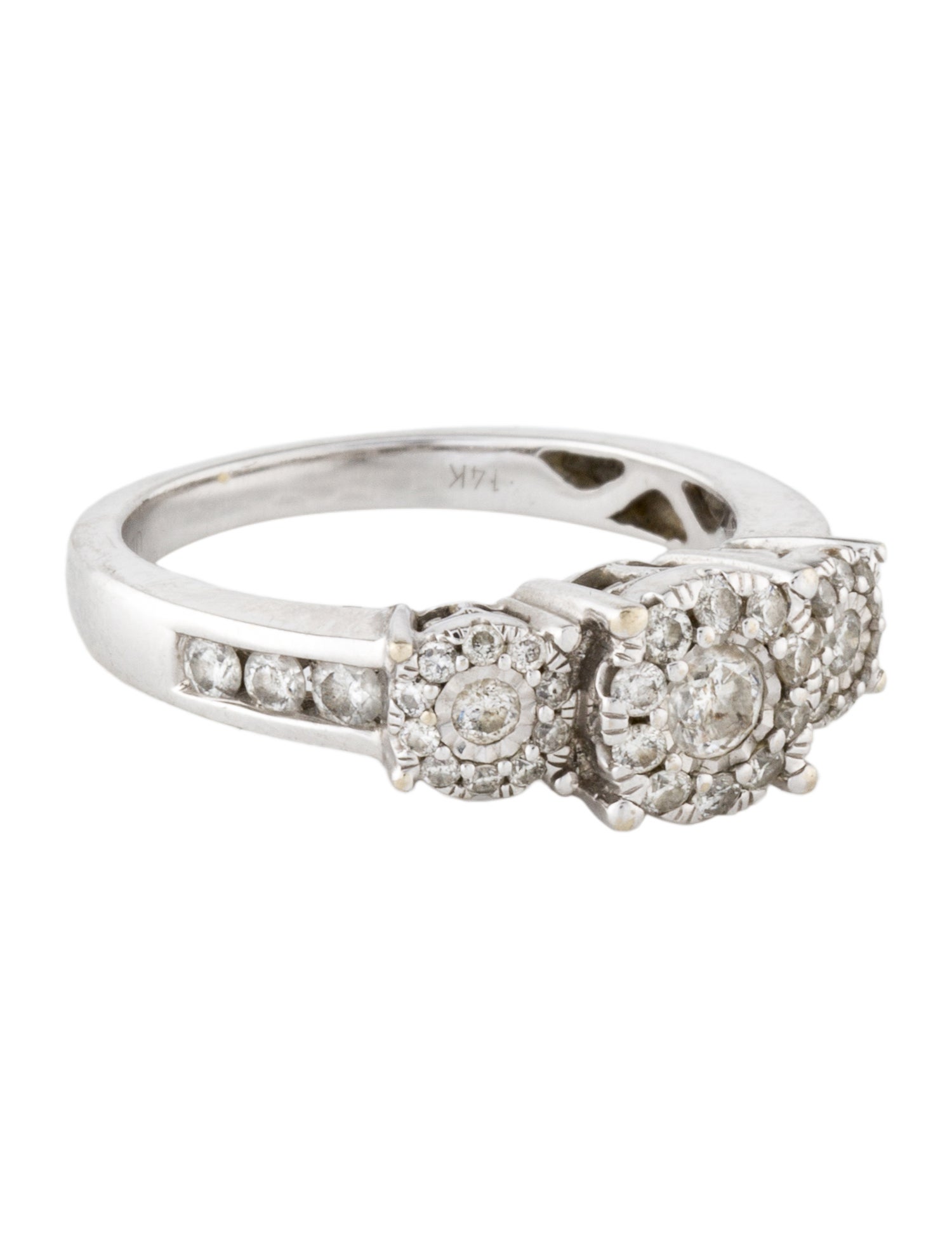 Ring 14K Diamond Cocktail Ring - Rhodium-Plated 14K White Gold Band ...