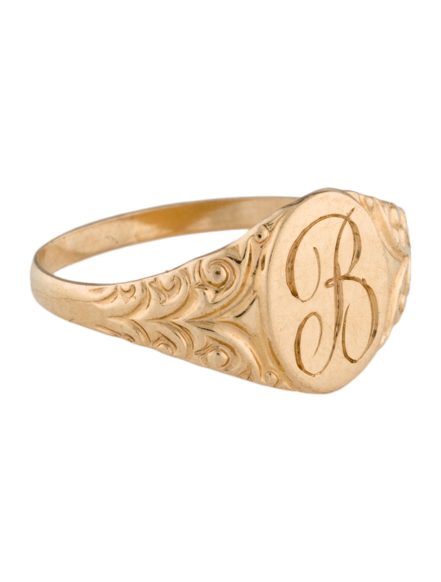 Ring 14K 'B' Signet Ring - Signet Ring, Rings - RRING257449 | The RealReal