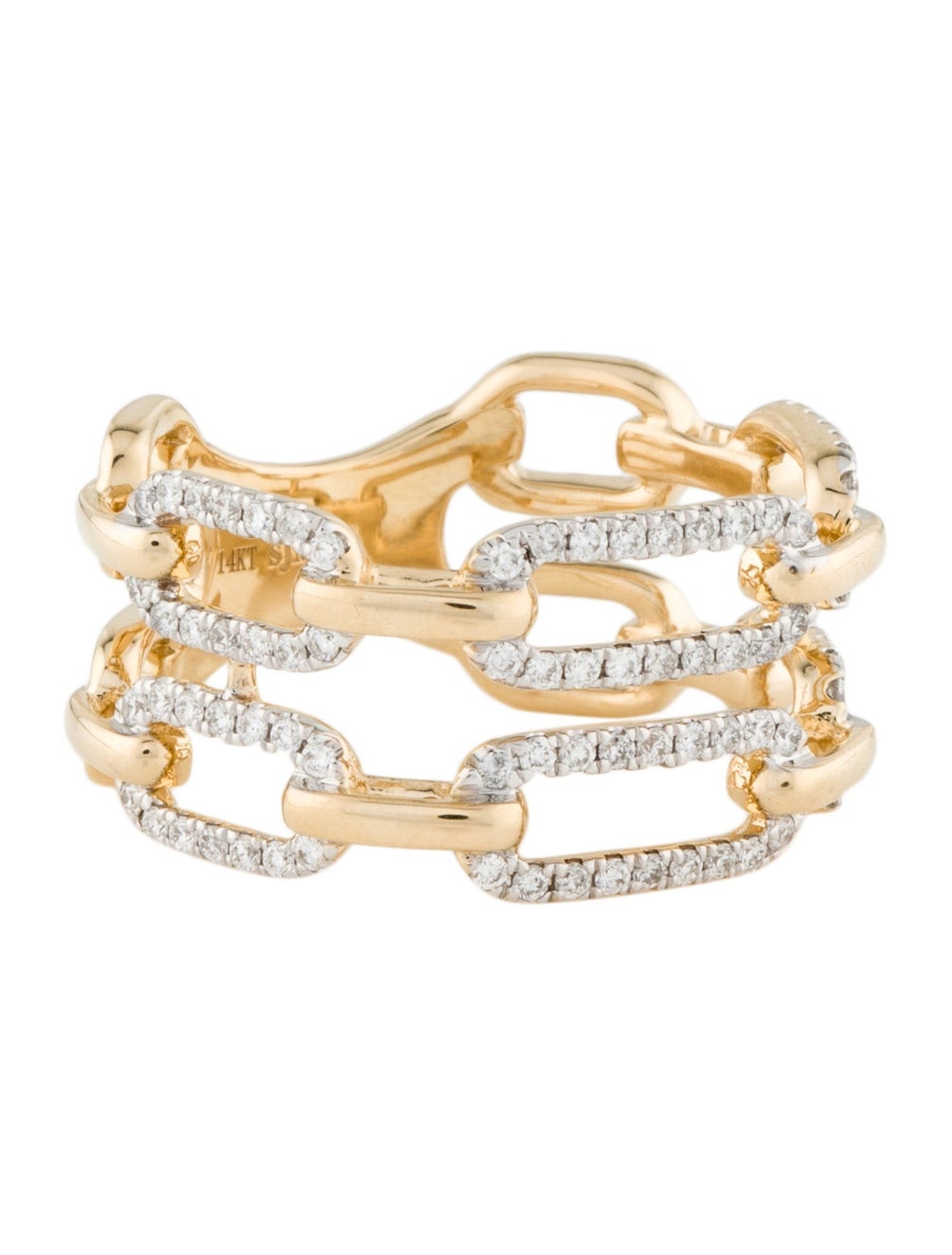 Ring 14K Diamond Link Wide Band - 14K Yellow Gold Band, Rings ...