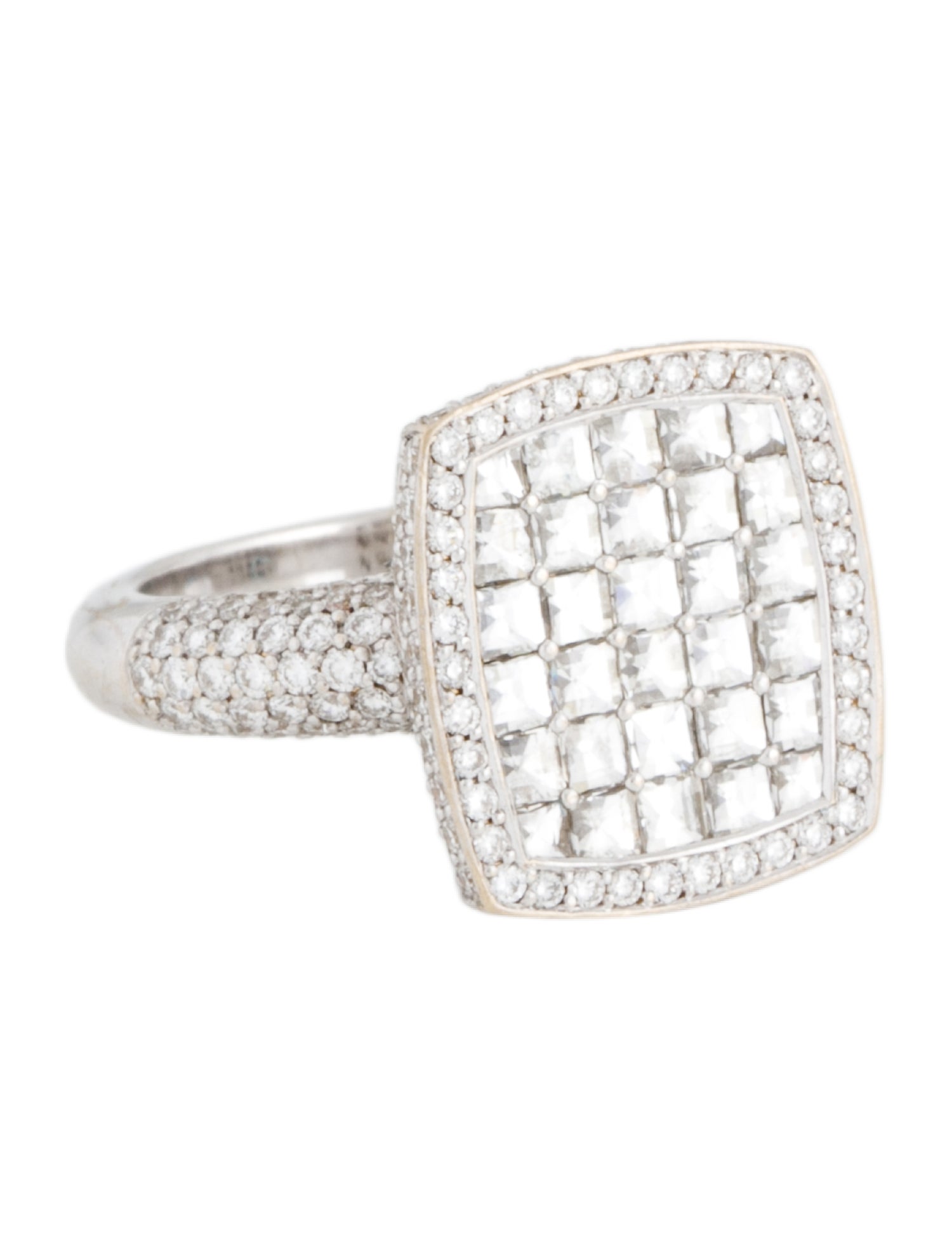 Ring Bez Ambar 18K Diamond Small Matrix Cluster Ring - 18K White Gold ...