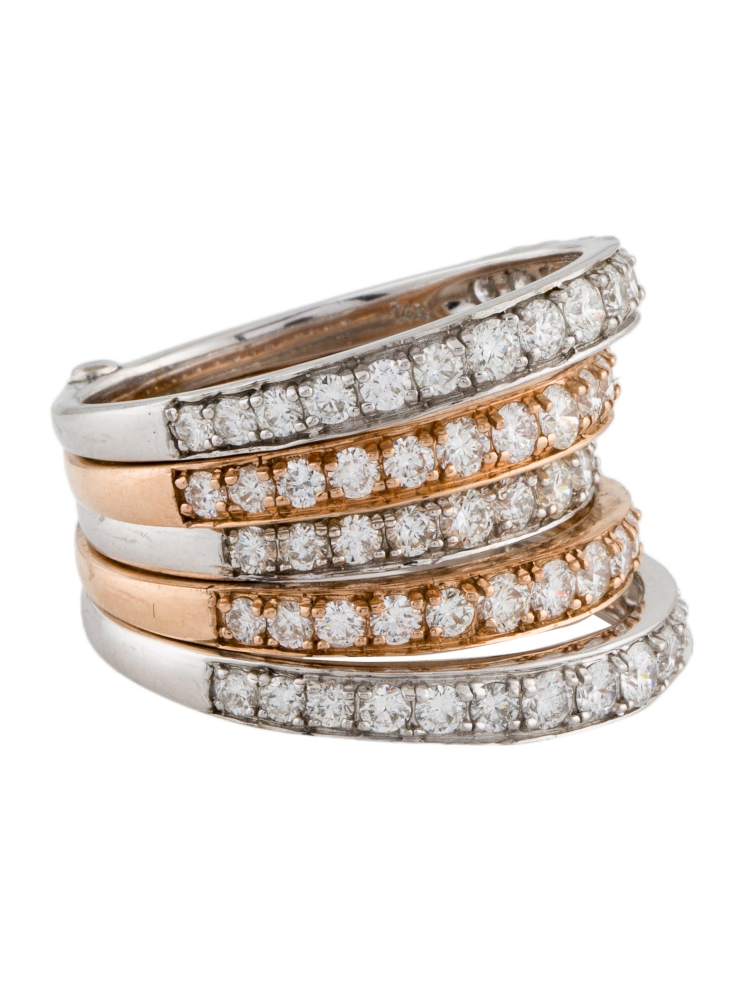 Movado Diamond Interlocking Circle Ring - 18K White Gold Cocktail Ring ...