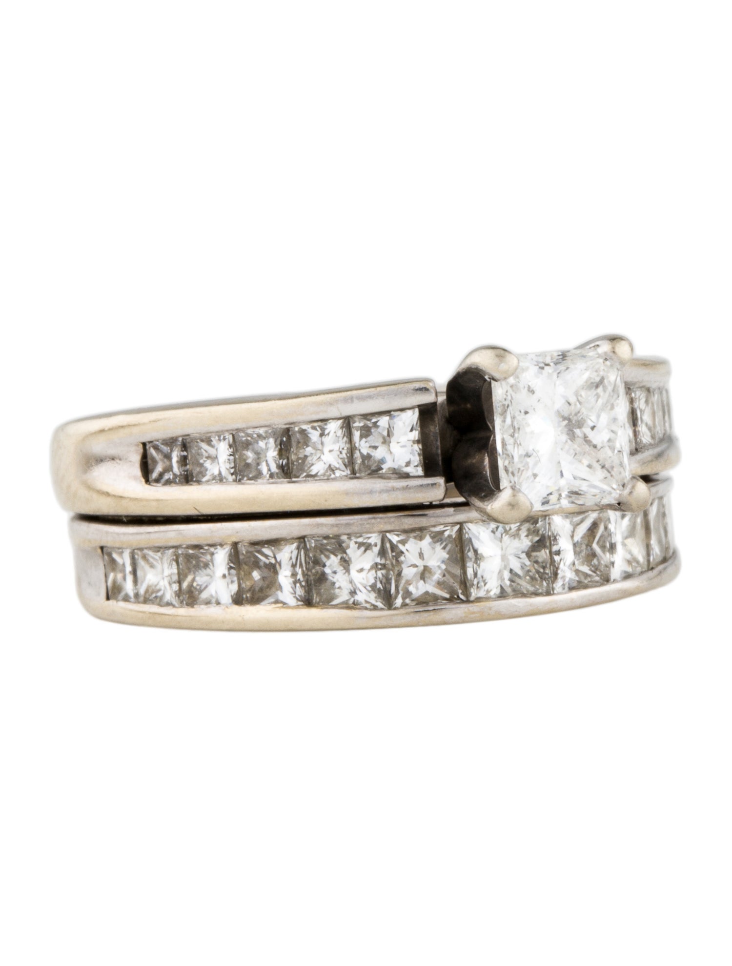 Ring 14K Diamond Wedding Set - Rhodium-Plated 14K White Gold Wedding ...