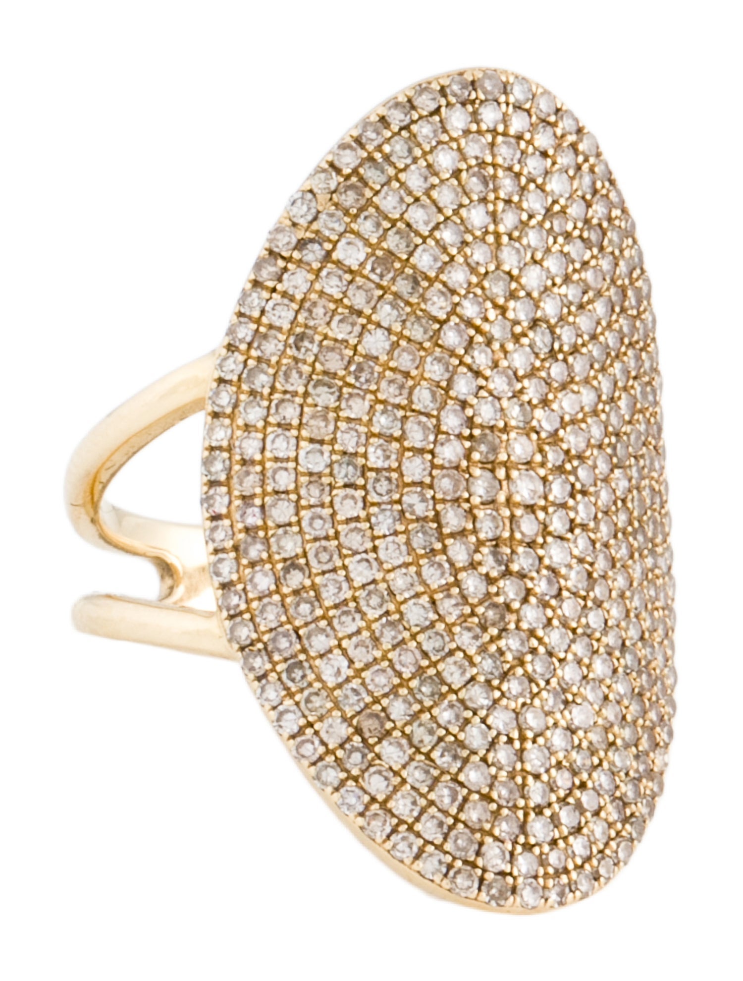 Ring 14K Diamond Oval Cocktail Ring - 14K Yellow Gold Cocktail Ring ...